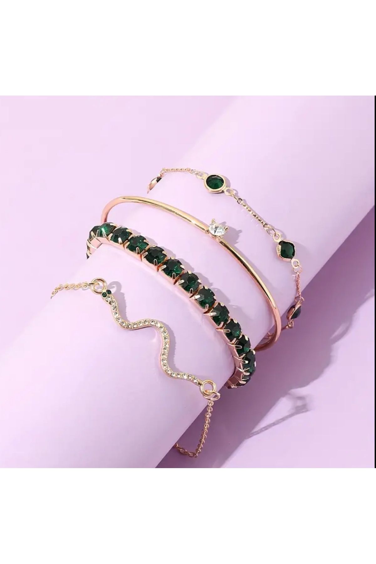 TEMU Gold Zümrüt Yeşili Bileklik Seti (4 Adet) Fiyatı, Yorumları - Trendyol