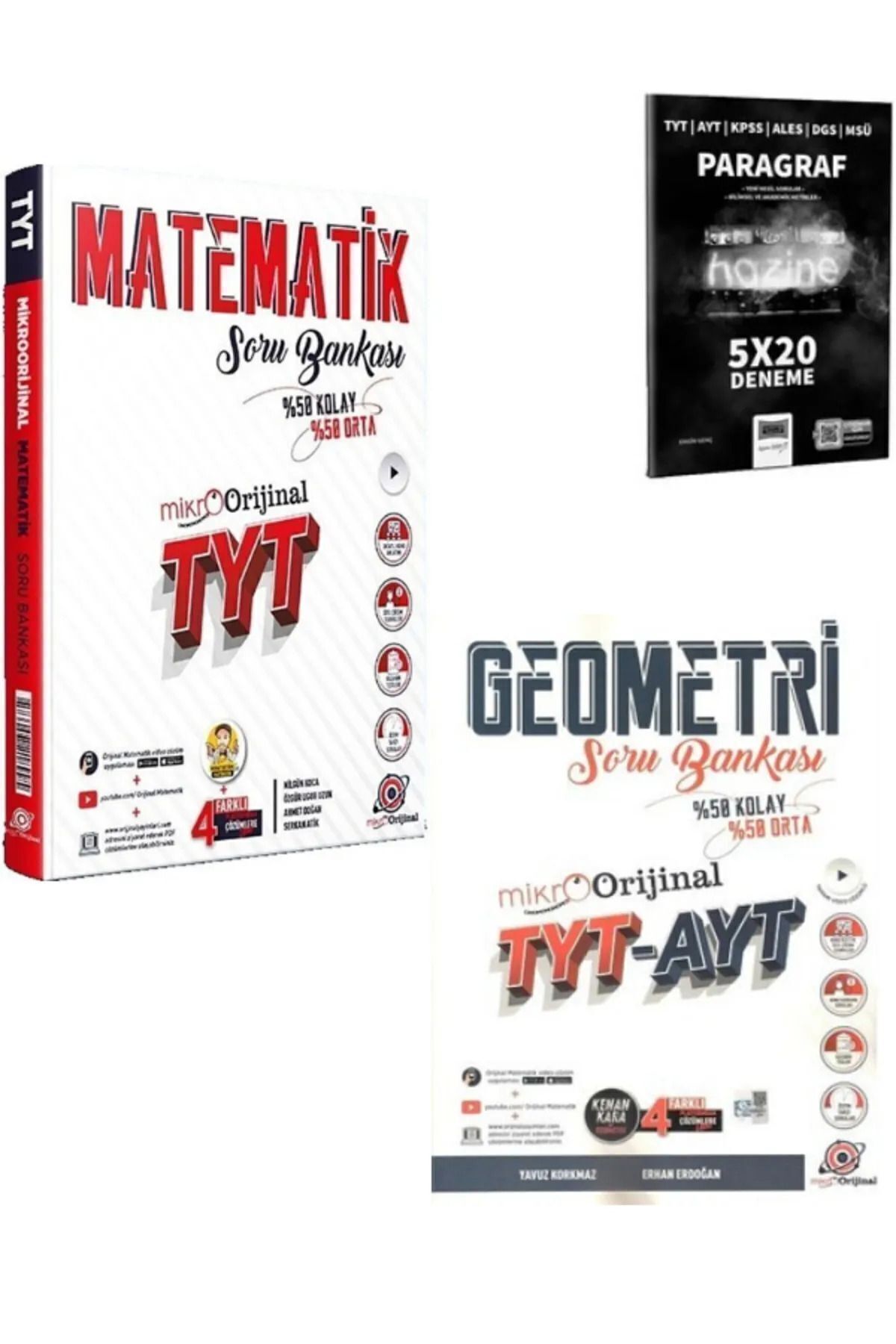 Orijinal Yayınları Orijinal TYT Matematik ve TYT AYT Geometri Mikro Soru Bankası Seti (%50 Kolay ...