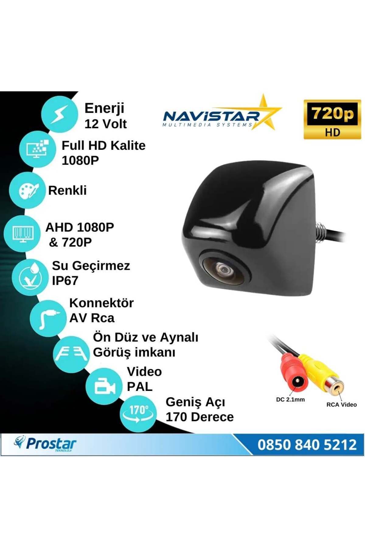 Navistar Piramit Balıkgözü AHD 1080P ve 720P Çevrilebilir 170 Derece ...