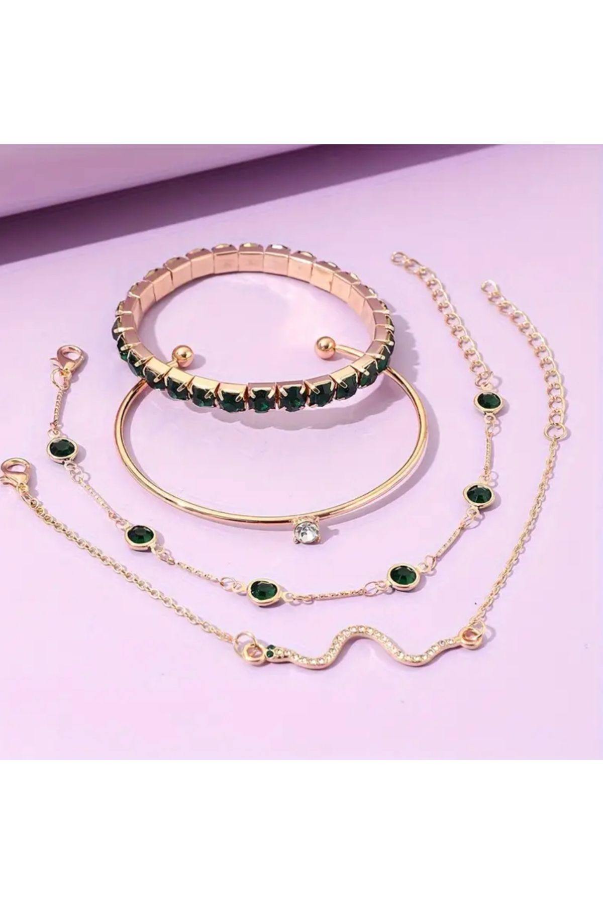 TEMU Gold Zümrüt Yeşili Bileklik Seti (4 Adet) Fiyatı, Yorumları - Trendyol