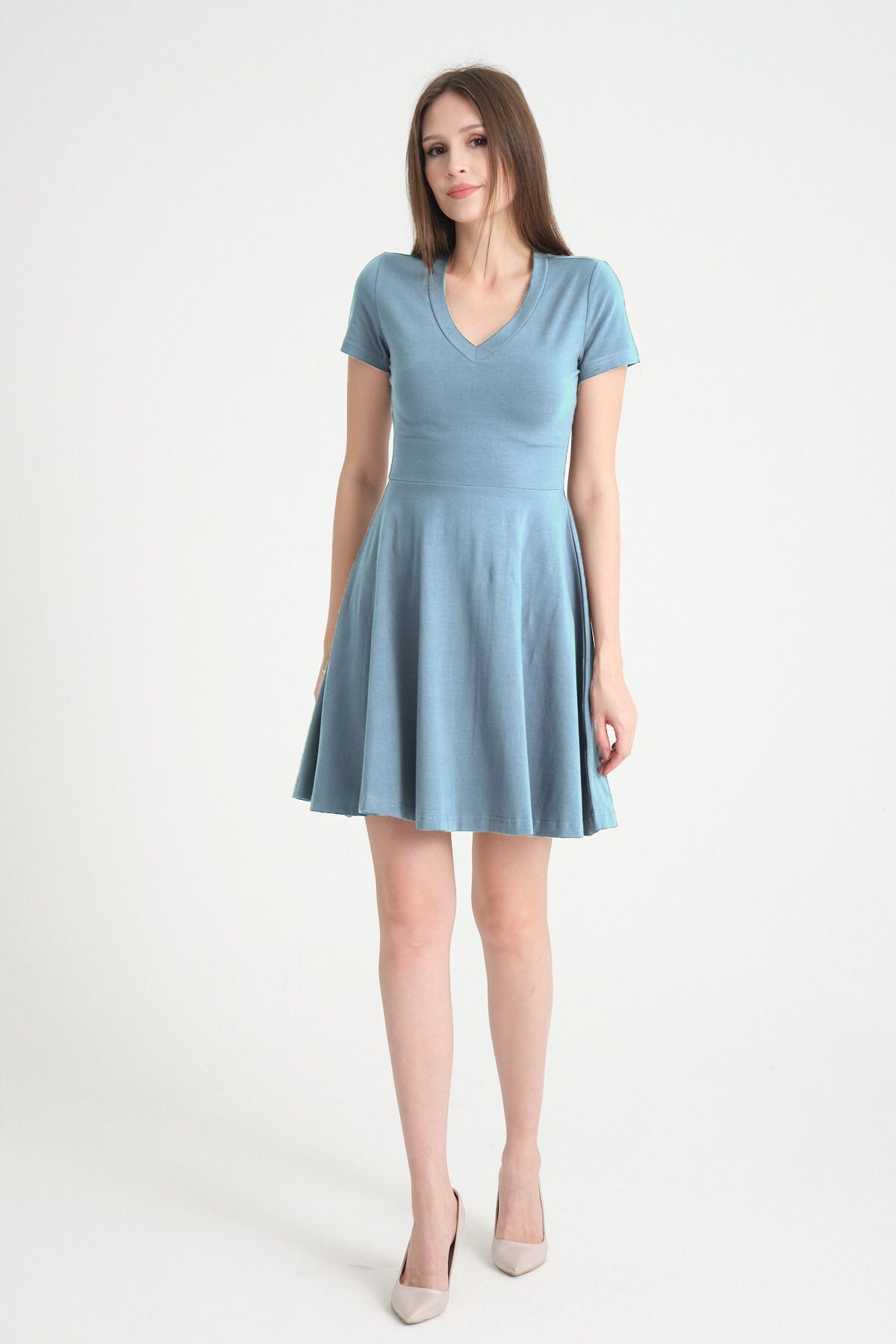 ethel wear Elbise, Mini, V Yaka, Kısa Kollu, Mevsimlik-baharlık ...