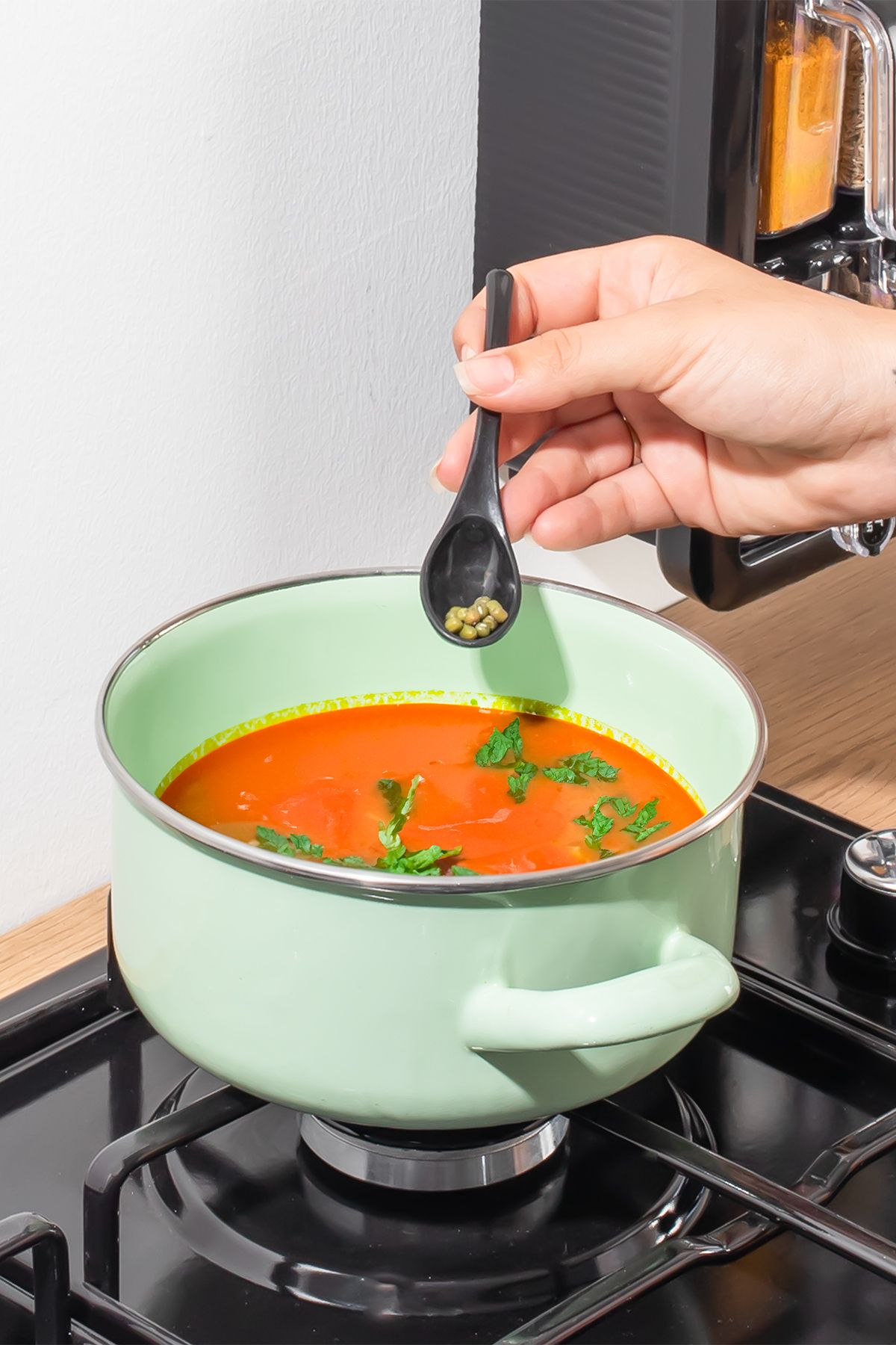 Porsima 1150 Standlı 9lu Baharatlık Takımı Kendinden Yapışkanlı Kaşıklı ...