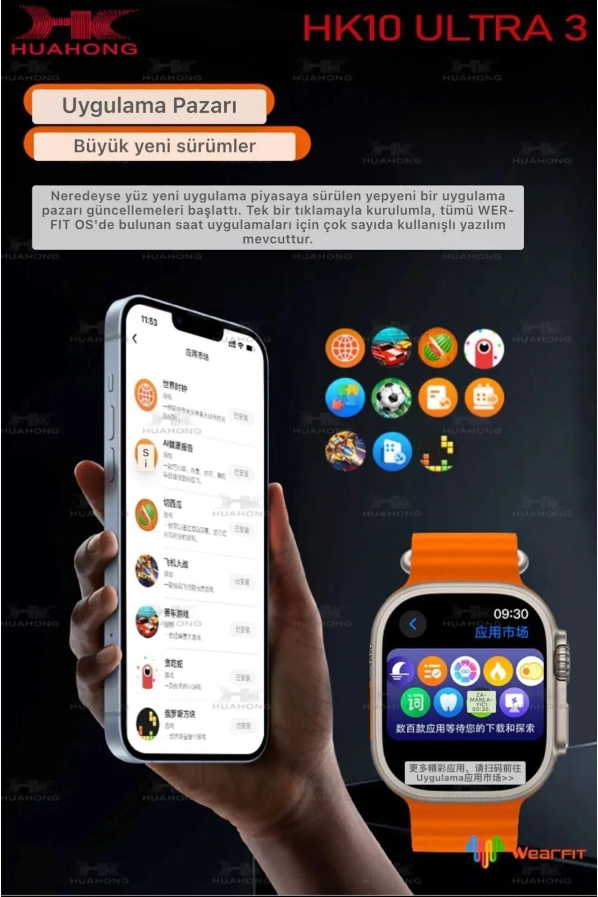 BYRTECH HK10 Ultra 3 Galeri/chatgpt/ses Kayıt/2gb Depolama Destekli Gen 5 Amoled Watch 10 Ultra ...