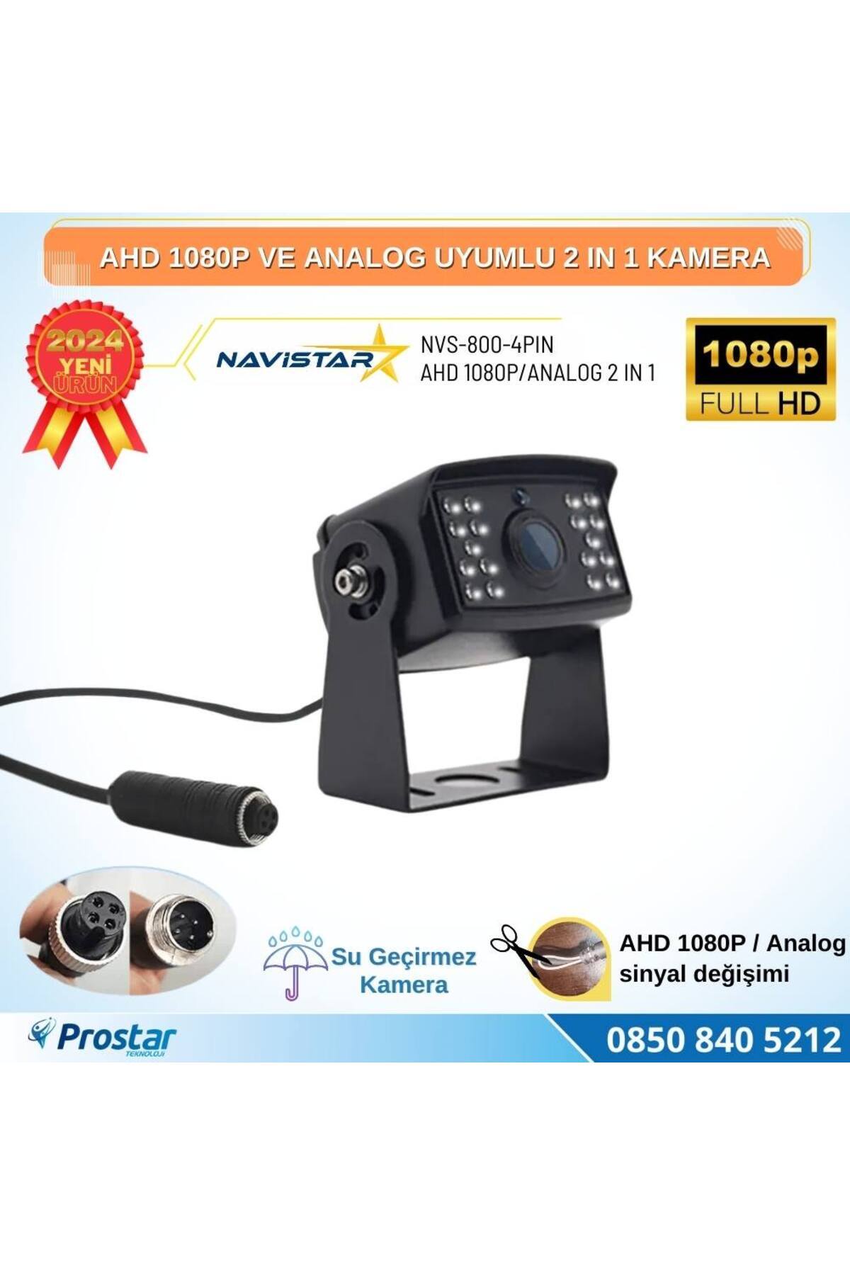Navistar AHD 1080P ve Analog Pal Çevirilebilir 4 Pin Gece Görüşlü Metal ...