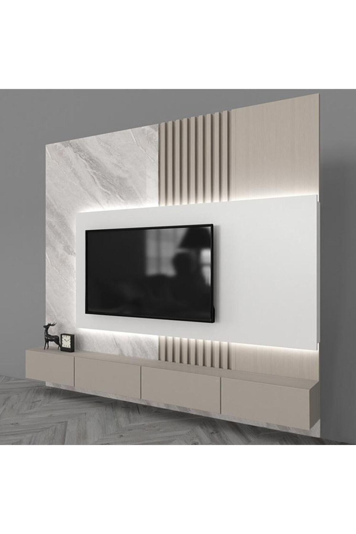 joy mob Joy Tv Ünitesi Tv Sehpası Alt Modül Kum Beji 240 Cm Mdf Joy Tv ...
