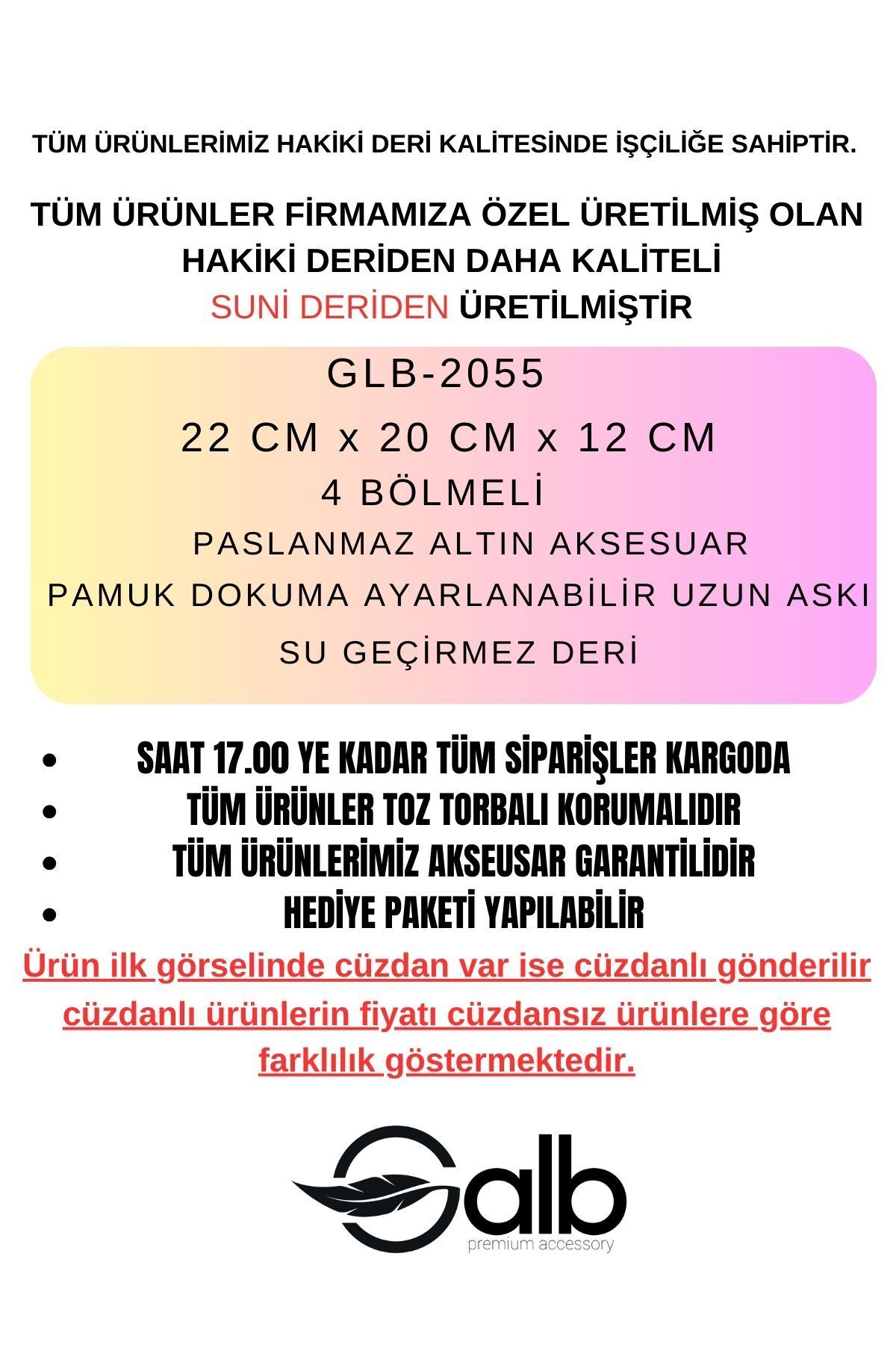 GALB LEATHER Yeni Sezon Kadın Omuz Çantası 4 Bölmeli Ayarlanabilir ...