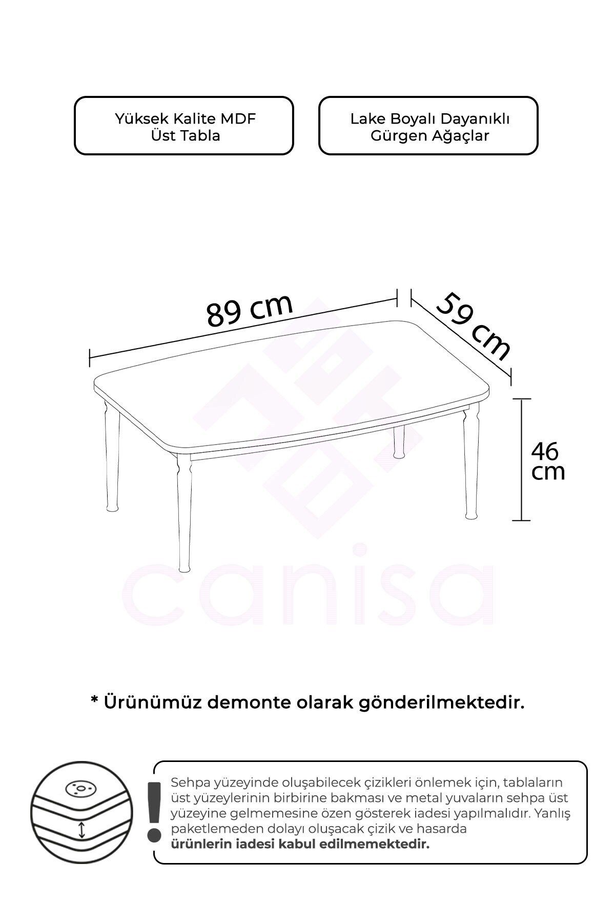 Canisa Tawe Serisi 1.Sınıf MDF Ceviz Gürgen Ayak Orta Sehpa - Fiyatı ...