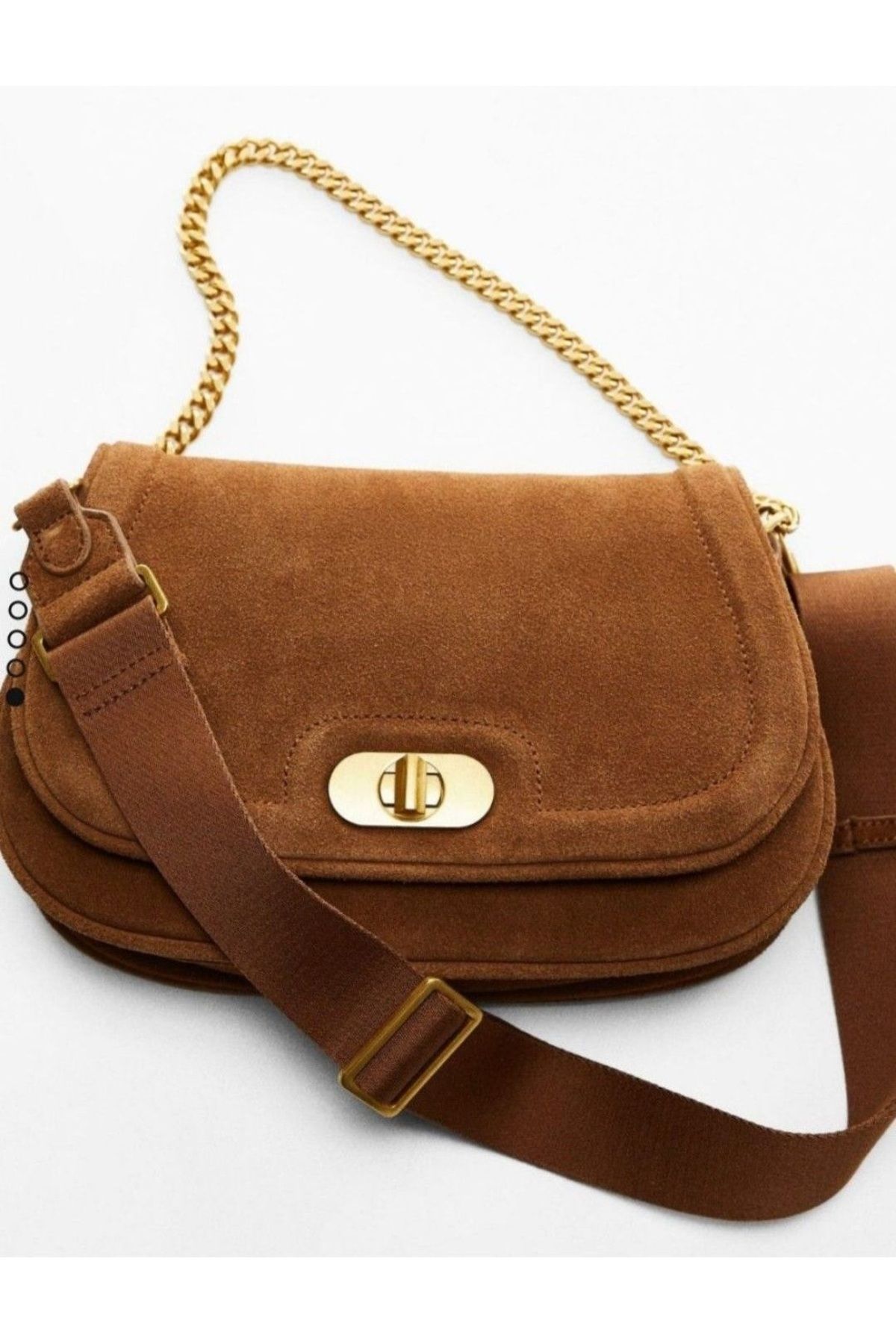 Butik Allbucks Mango, Kapaklı Gerçek Süet Deri Zincirli Çanta Fiyatı ...