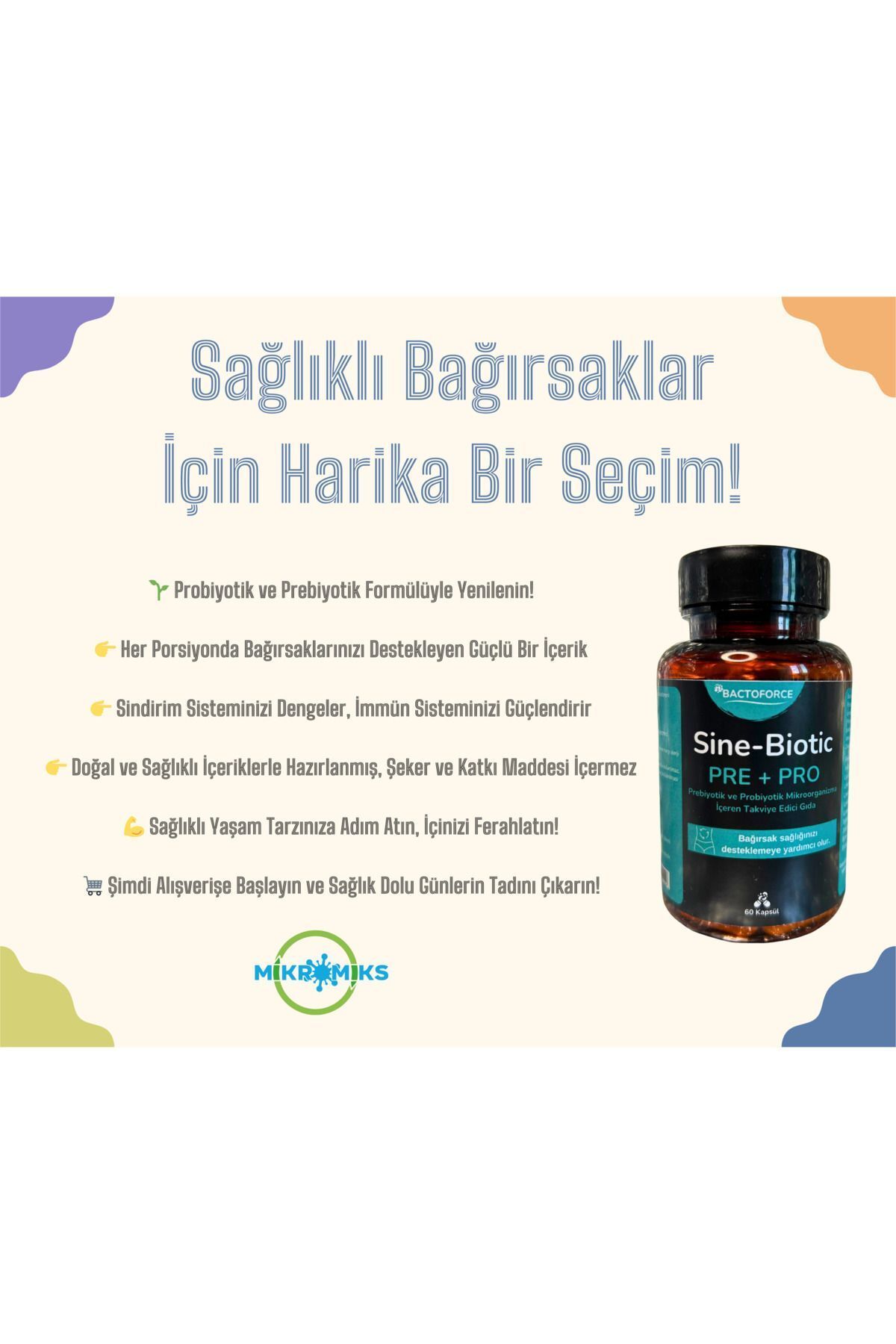 BACTOFORCE SİNEBİOTİC Bactoforce Sine-biotic 9 Farklı Probiyotik Ve ...