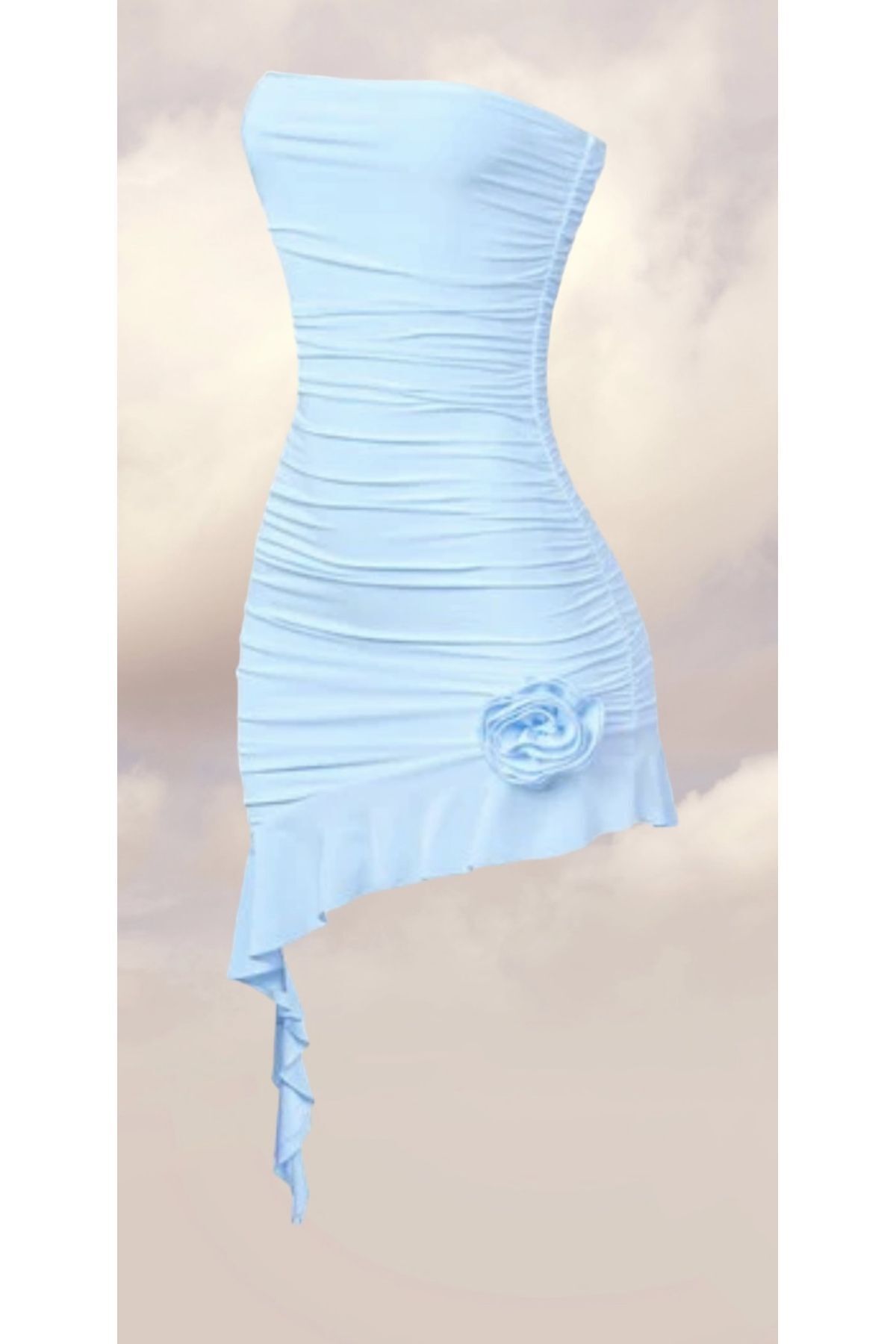 Mavi moda tekstil Gül Detaylı Straplez Ruffles Elbise Fiyatı, Yorumları ...