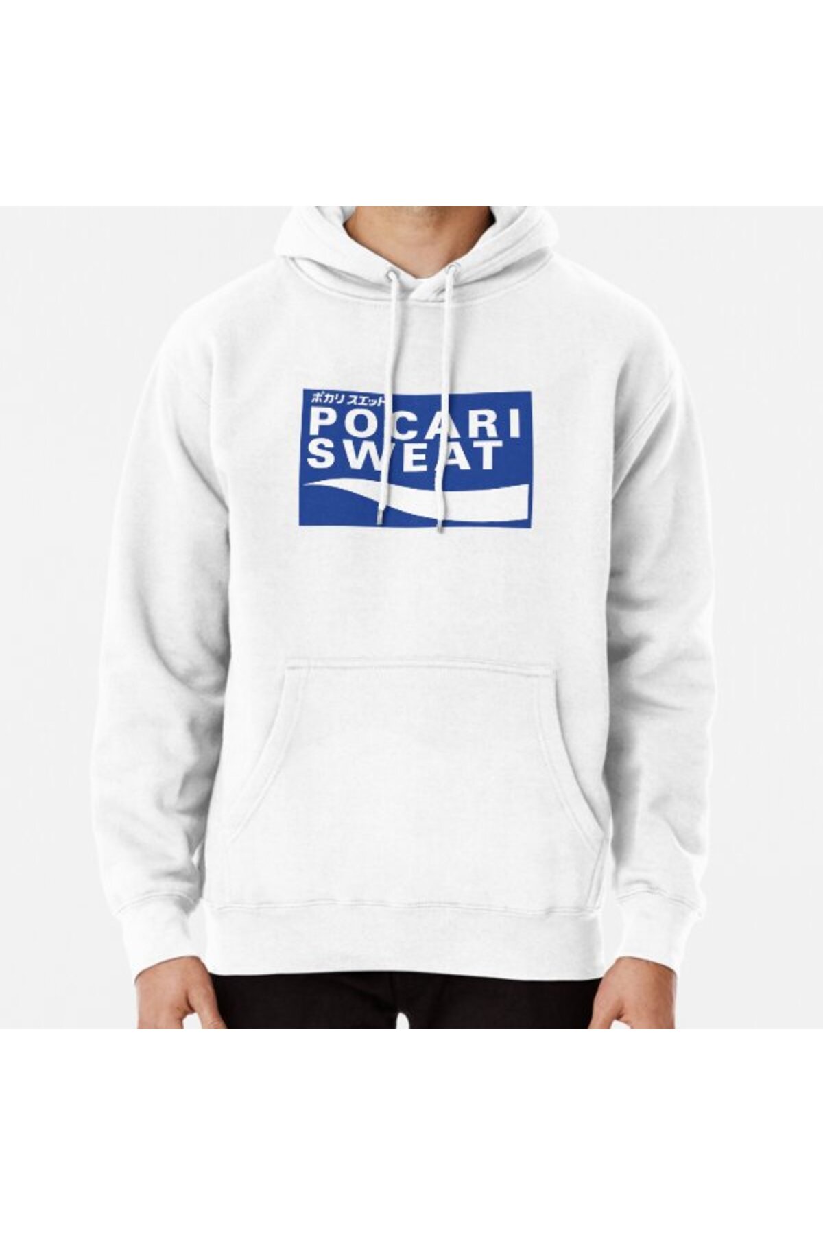 Denim Iconic Pocari Sweat on Blue Background Printed Hooded Sweatshirt ...