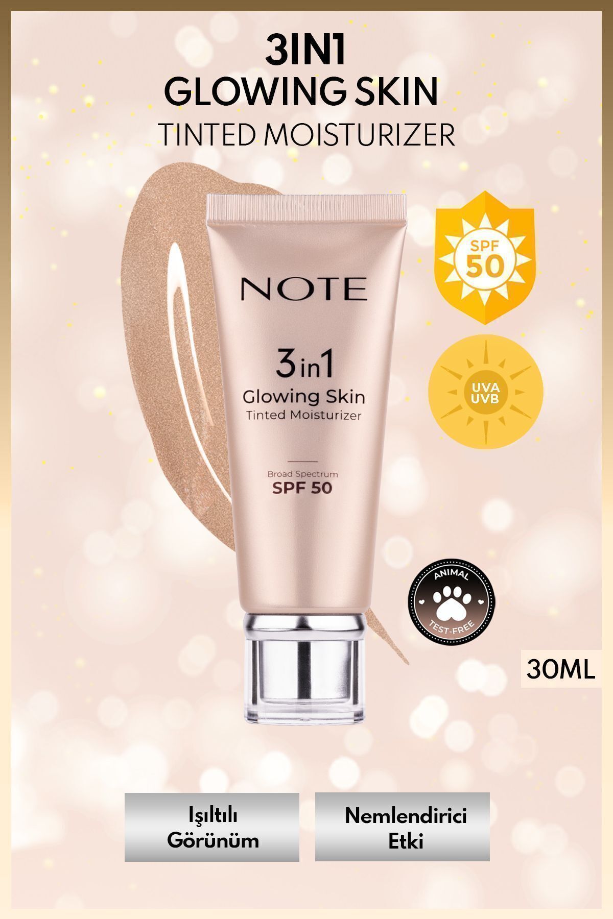 Note Cosmetics 3 in 1 Glowing Skin Tinted Moisturizer SPF 50 Işıltılı Aydınlatıcı Krem yorumları ...