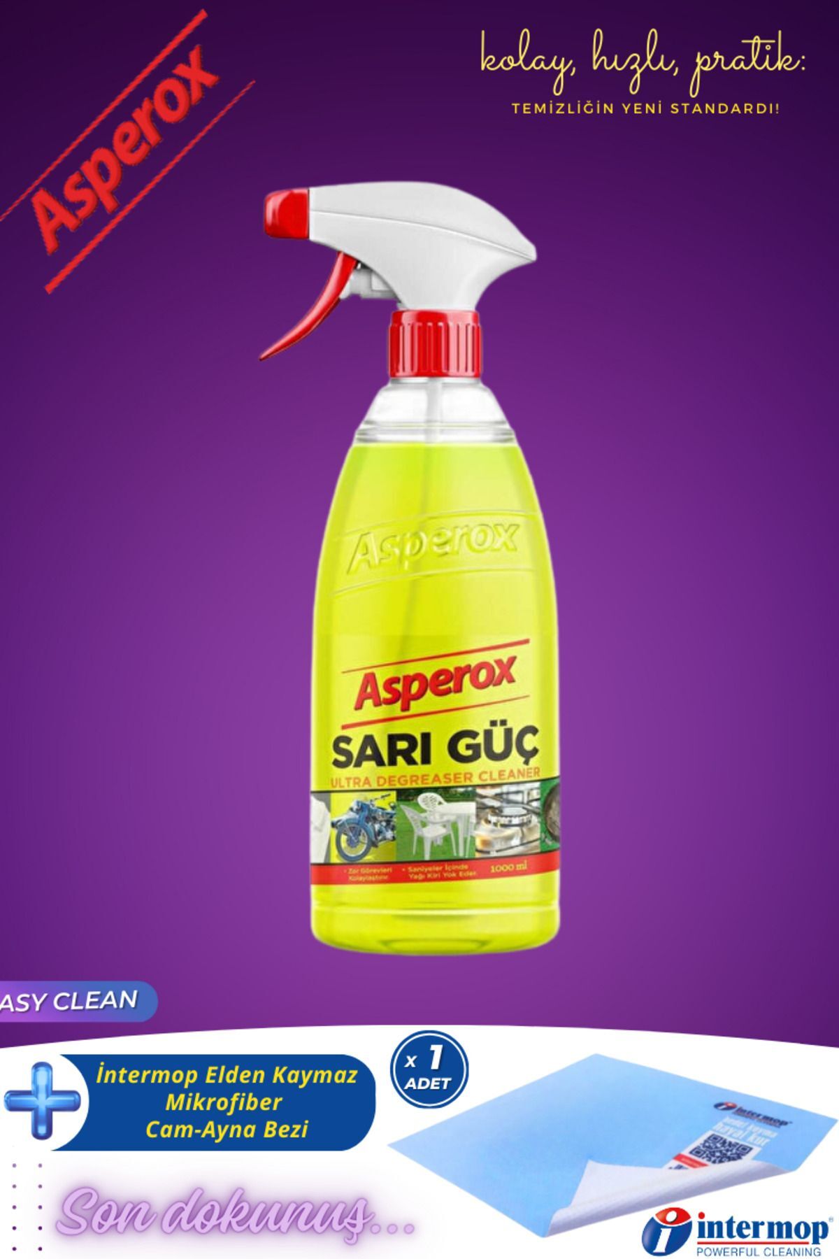 ASPEROX Sarı Güç 1000 ml + Mikrofiber Slim Bez Hediyeli - Fiyatı, Yorumları