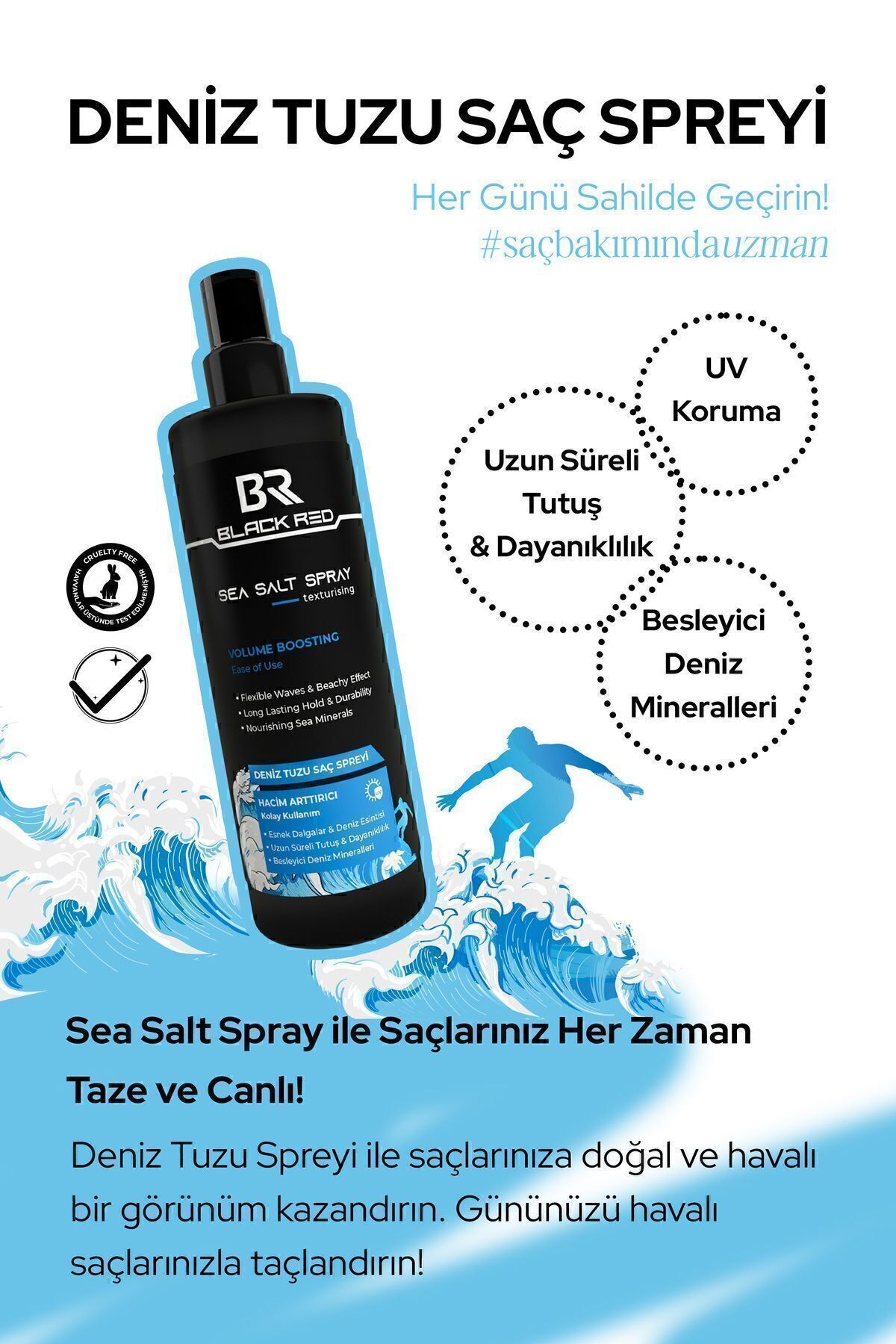 Black Red Saç Deniz Tuzu Spreyi - Sea Salt Spray Orta Tutuşlu ...