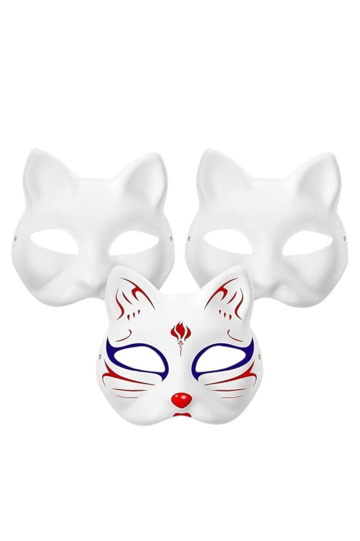 Parti Adresi Boyanabilir Karton Maske Hobi ve Etkinlik Maskesi Dıy Kedi ...