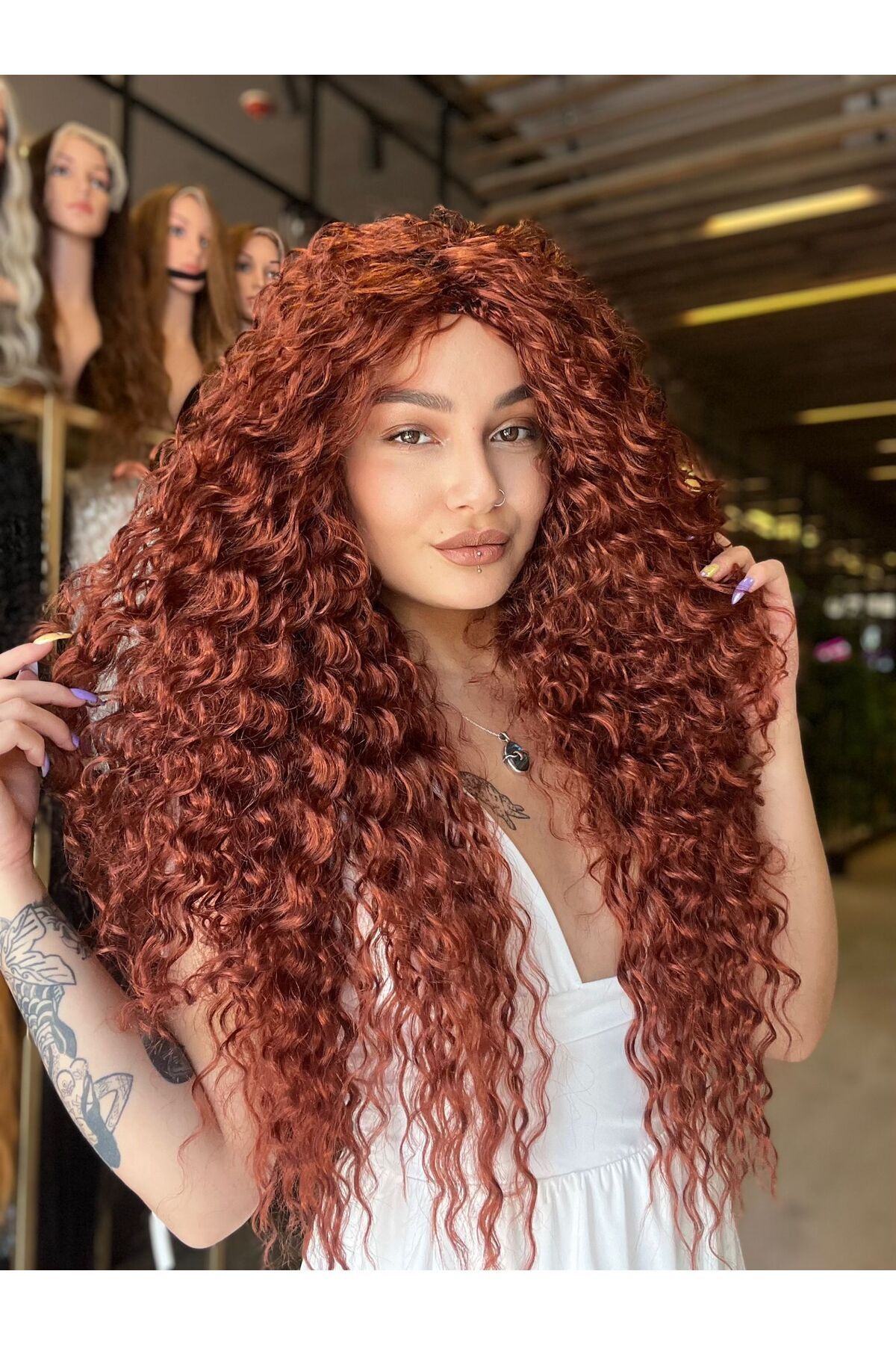 Suzan Peruk Afro Dalgalı Afro Saç Peruk Eksra havalı El yapımı komple ...
