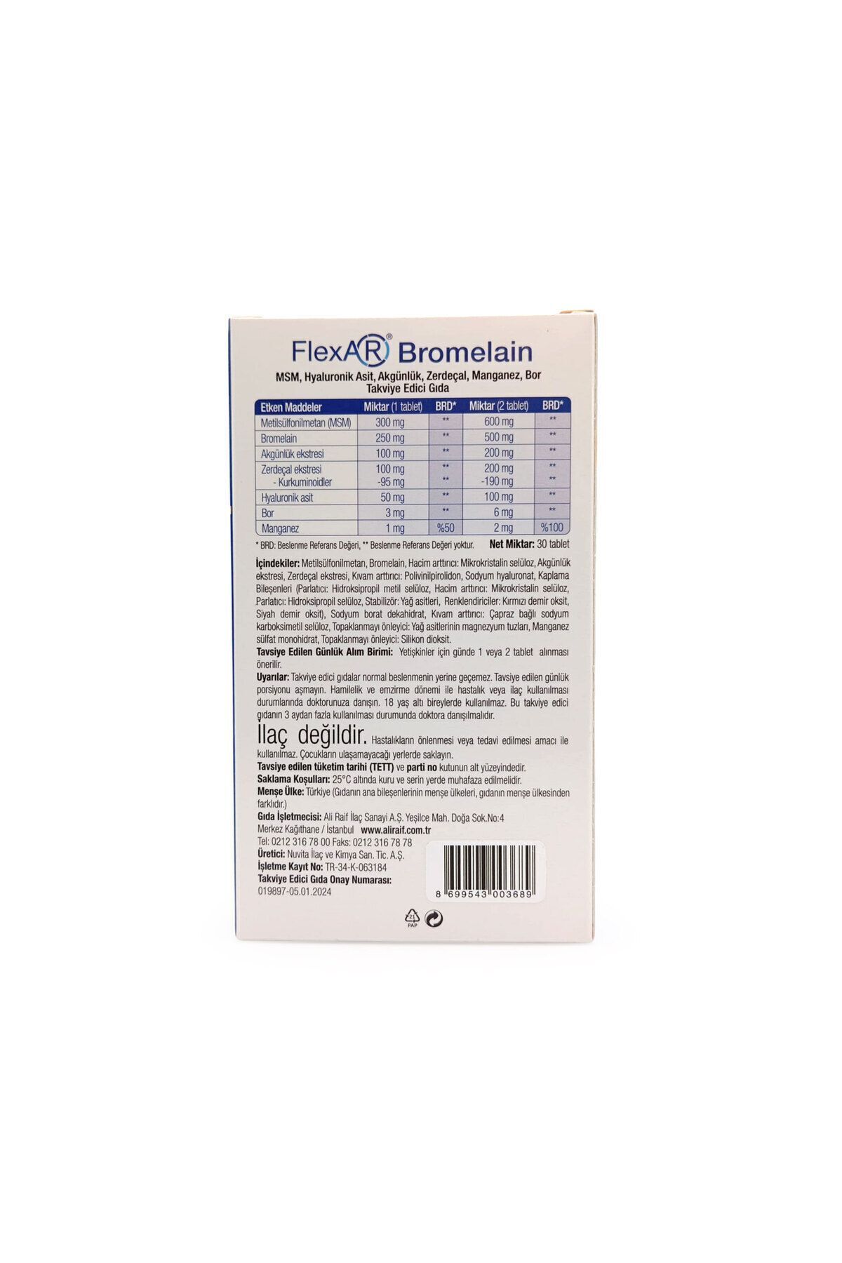 aris life FlexAR Bromelain 30 Tablet 4'lü Paket - Fiyatı, Yorumları