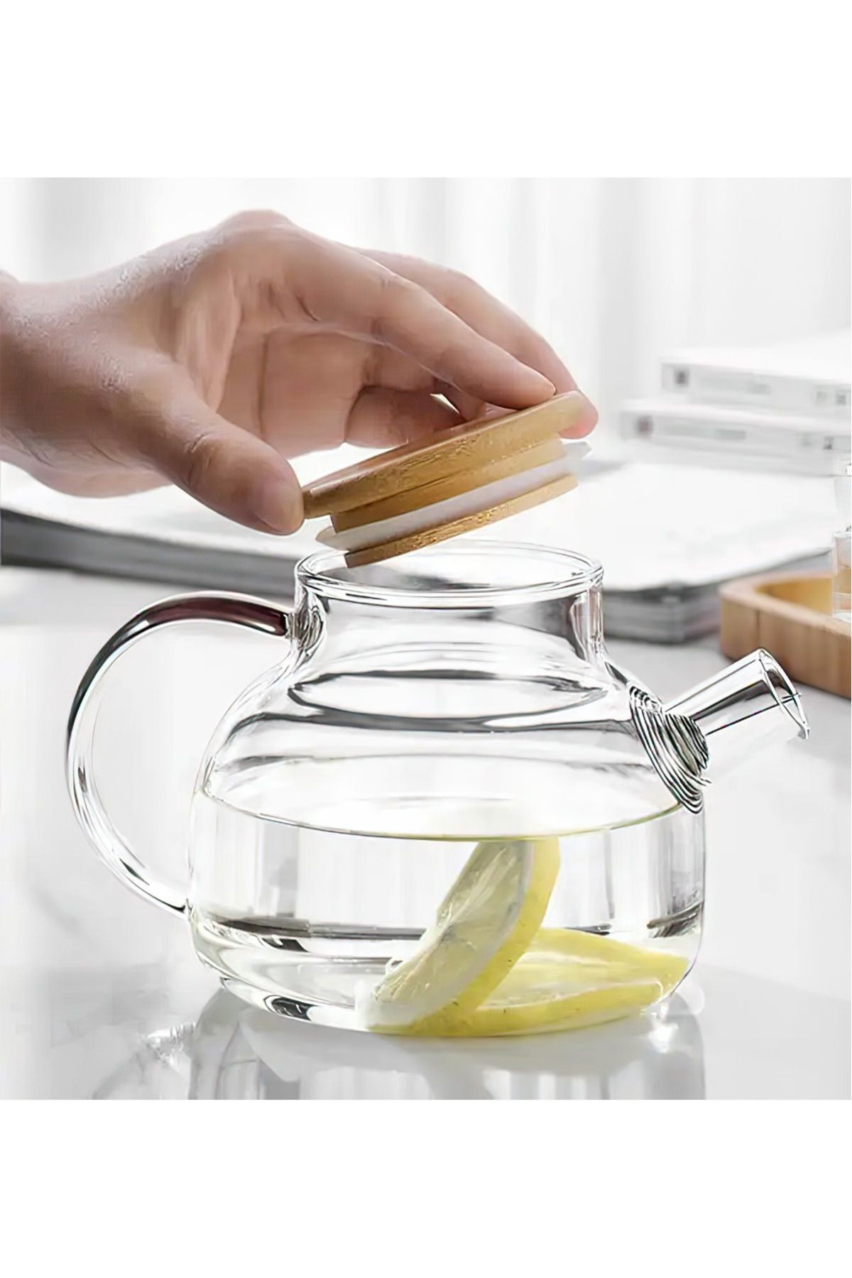 Genel Markalar Bambu Kapaklı Borosilikat Cam Demlik 1000ml Turk-CM-2000 ...