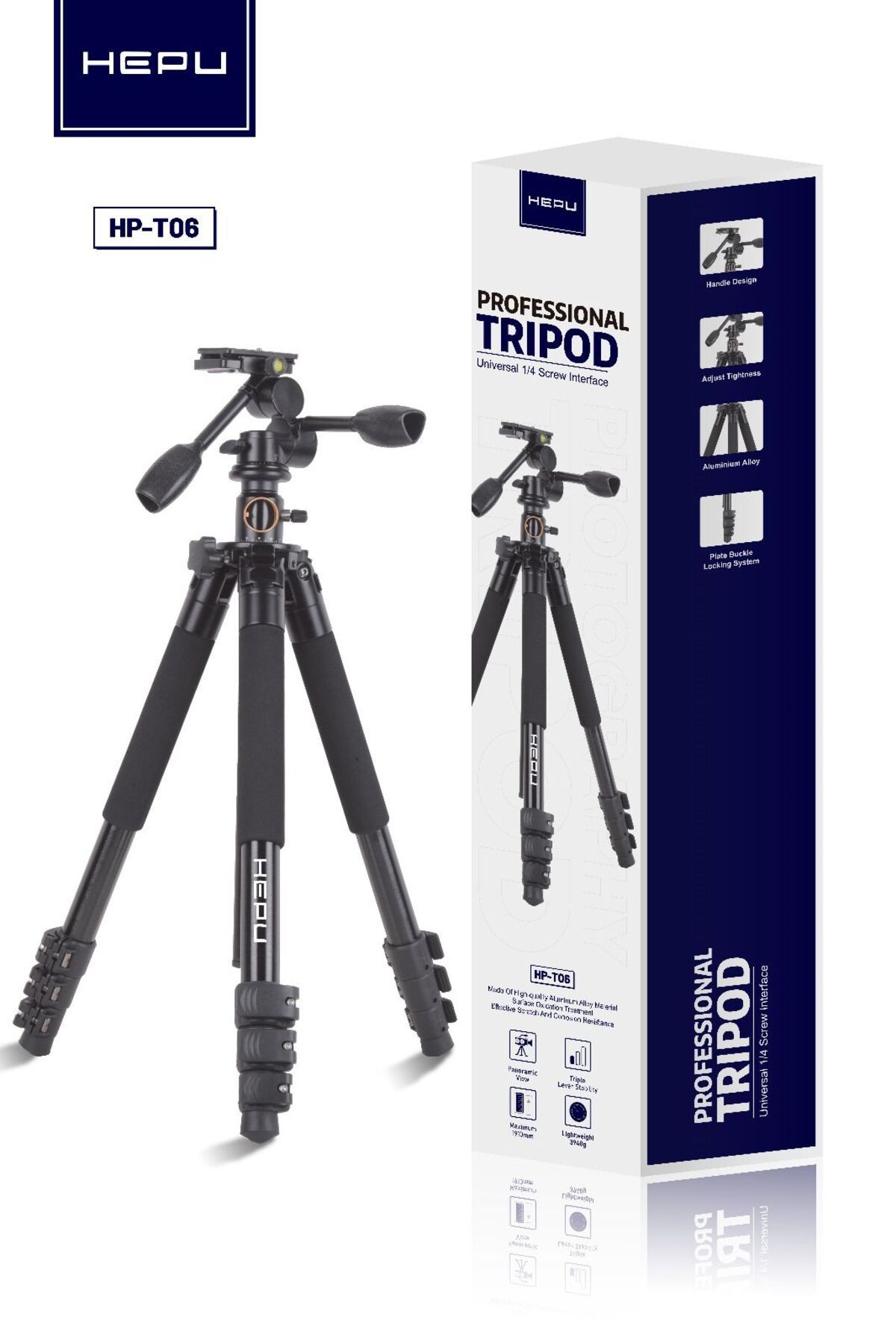 HEPU T06 Profesyonel Tripod 190 cm Yatay Kullanım Fonksiyonlu Panoromik ...
