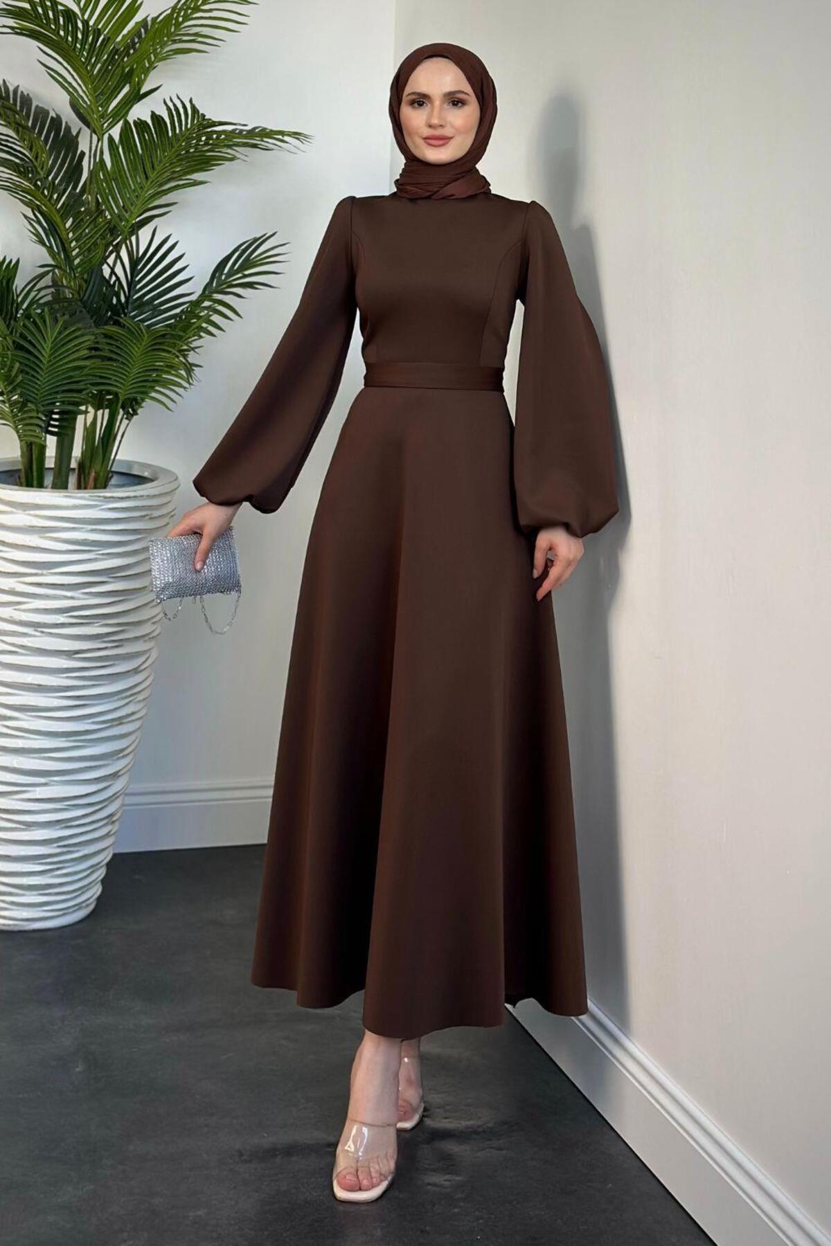 MERVEN AKYÜZ Yanni Scuba Elbise KahverengiFiyatı, Yorumları - Trendyol