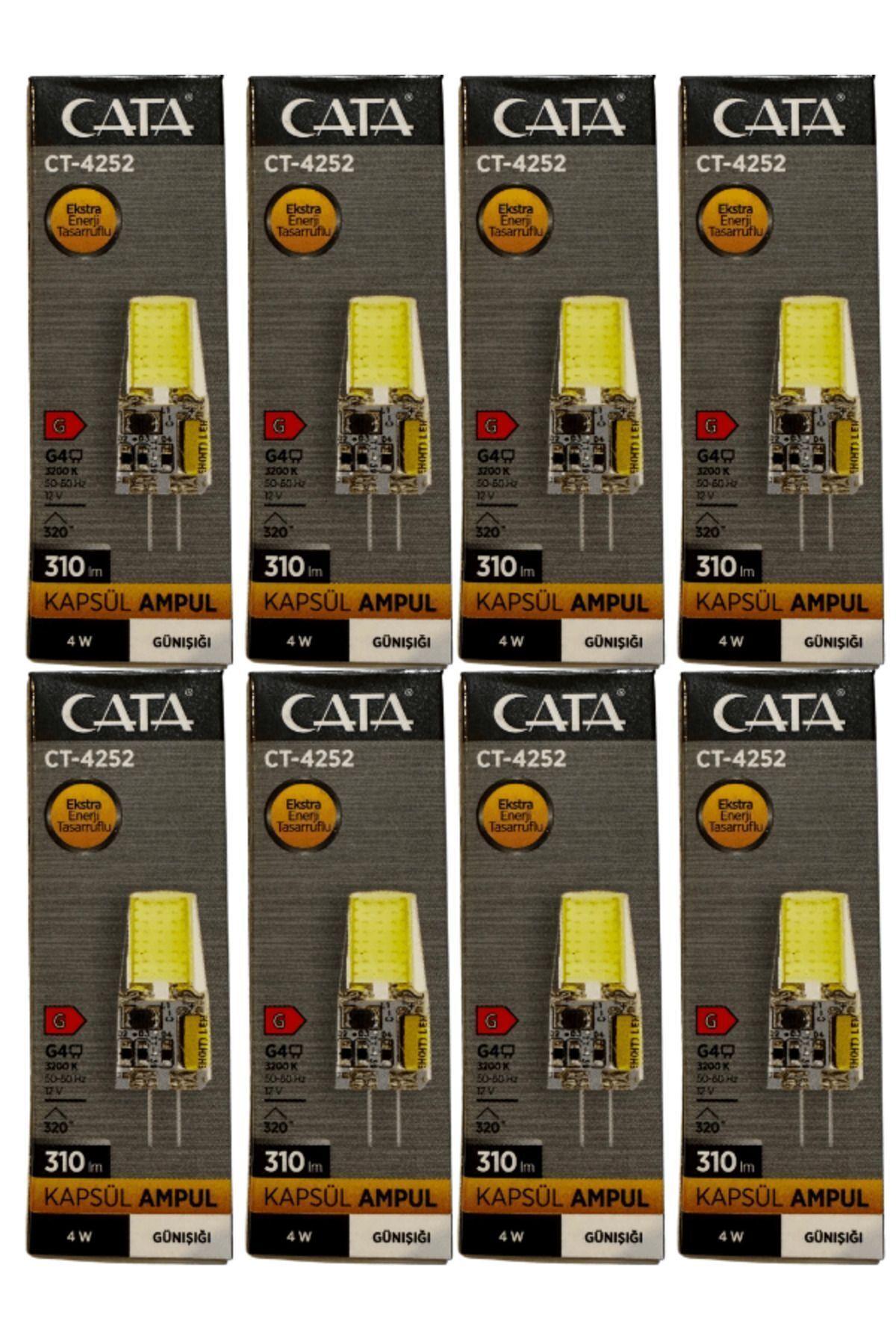 Cata CT-4252 4W 12V 3200K (Günışığı) G4 Duylu Kapsül Ampul (8 Adet ...