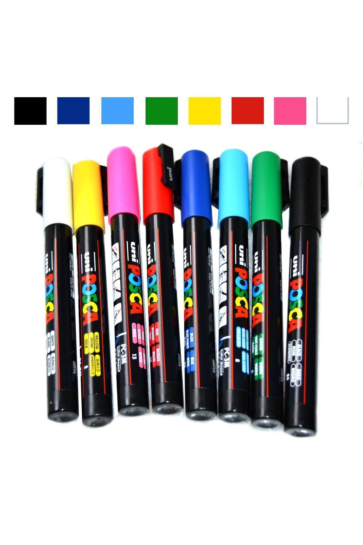 Uni Posca Marker Pc-3m (0,9-1,3mm) Profesyonel Markeri 8'li Ana Renkler ...
