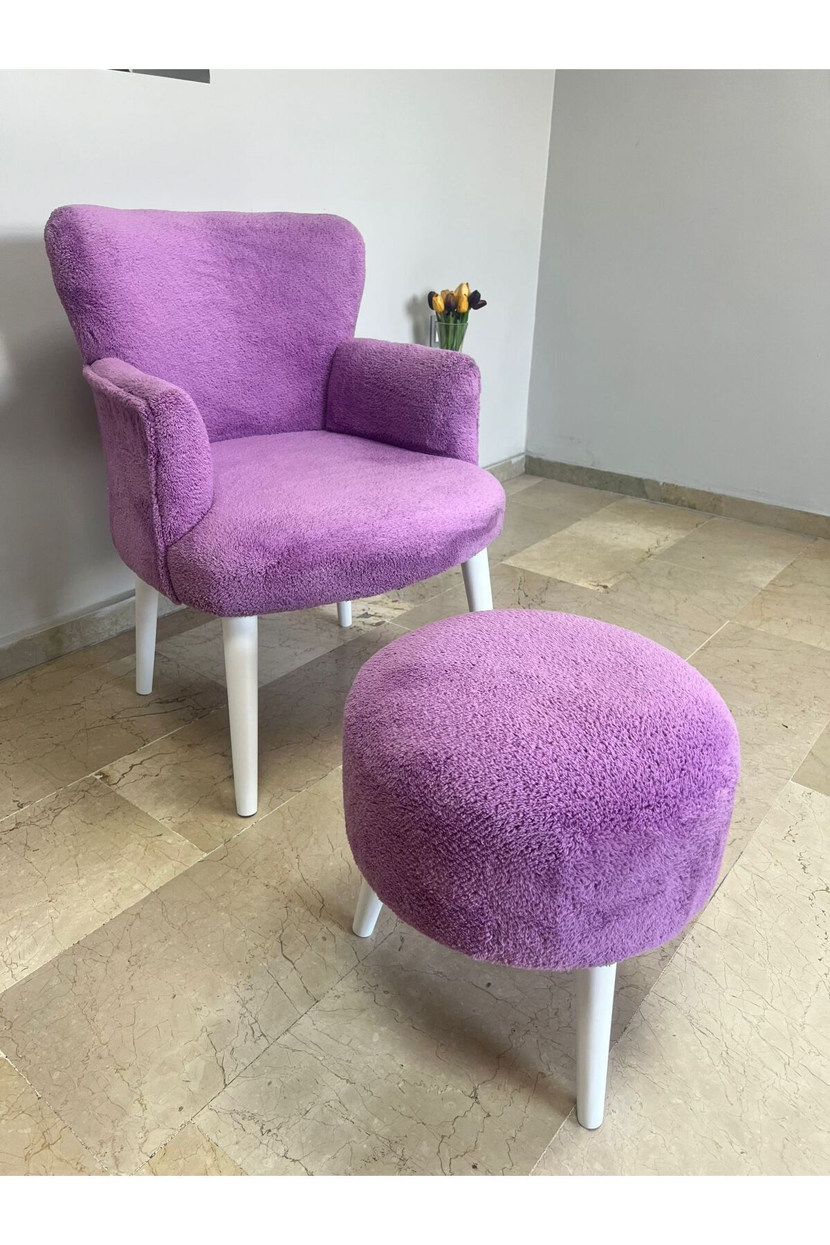 WATERYBROOK Berjer Puf Set -ikili Balkon Koltugu-tekli Koltuk Puflu-berjer-koltuk - Puffy Kumaş ...