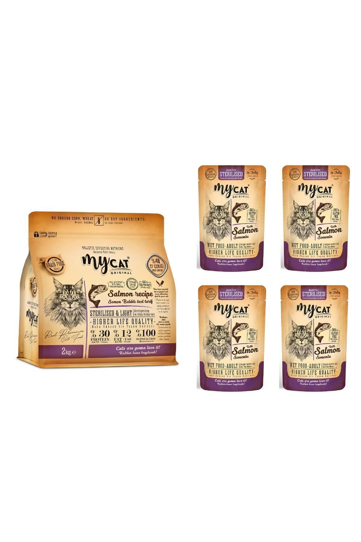My Cat Mycat %70 Tahılsız Somon Balıklı Özel Tarif (2kg) ( Kısırlaştırılmış ) Sterılısed Pouch ...