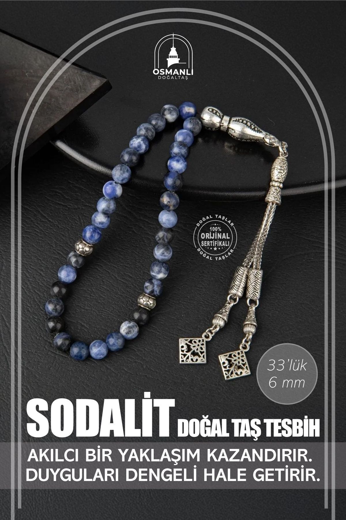 OSMANLI DOĞAL TAŞ Sodalit Doğal Taş Tesbih 33lük - 6mm - Fiyatı, Yorumları