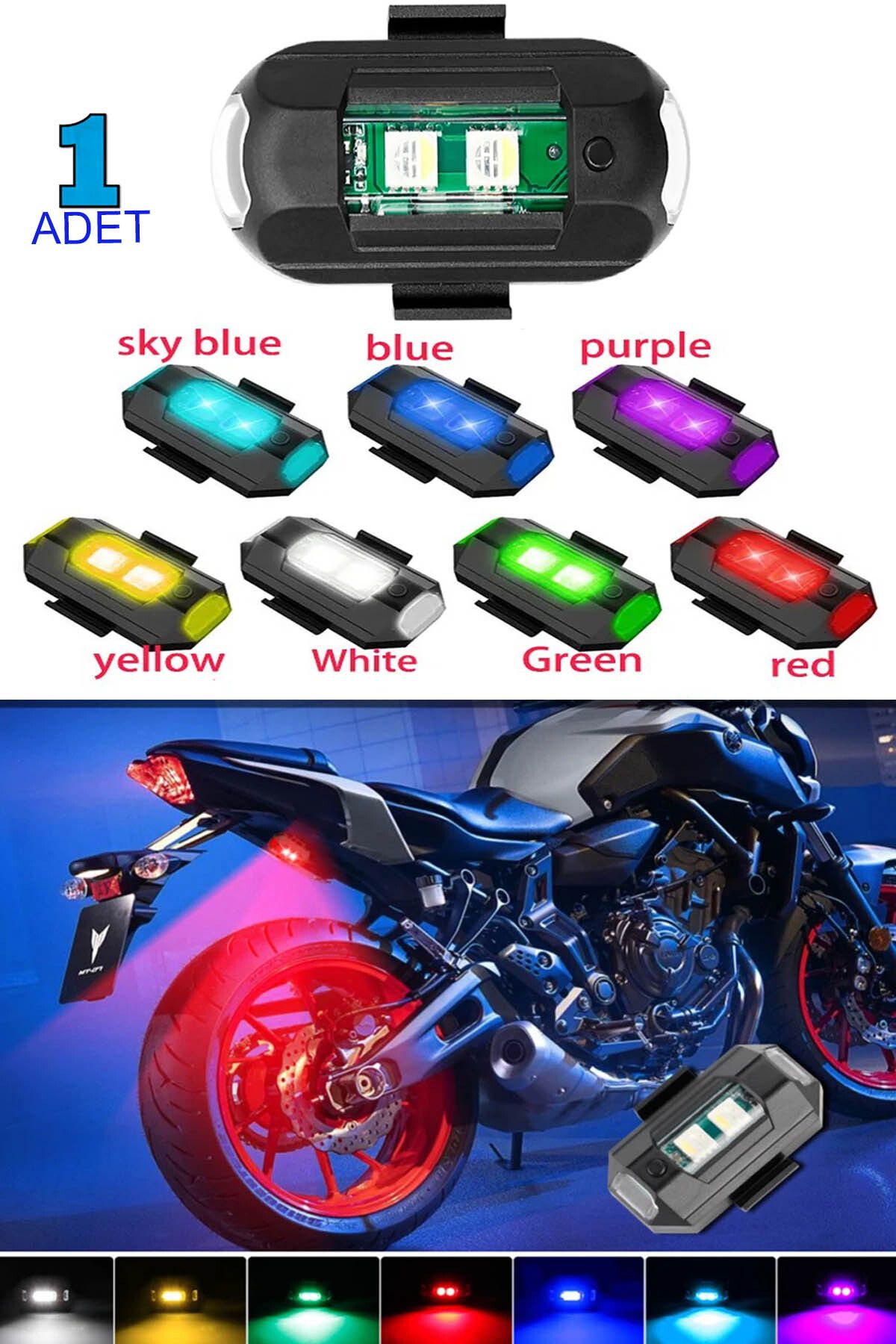 KYLE XM 7 Renk Fonksiyonlu Mini Led Şarjlı Araba Dron Scooter Bisiklet ...