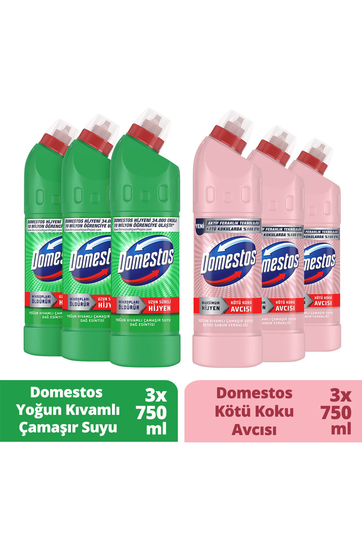 Domestos Çamaşır Suyu Beyaz Sabun Ferahlığı 750 ml X3 Çamaşır Suyu Dağ ...