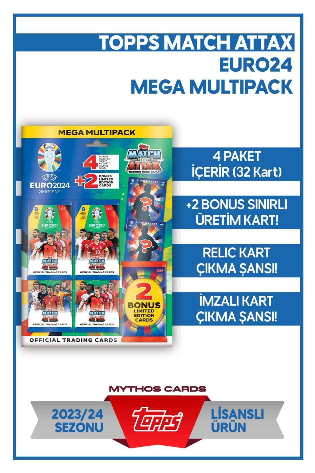 Topps Official Euro 2024 Match Attax - Mega Multipack Futbolcu Kartları - Fiyatı, Yorumları