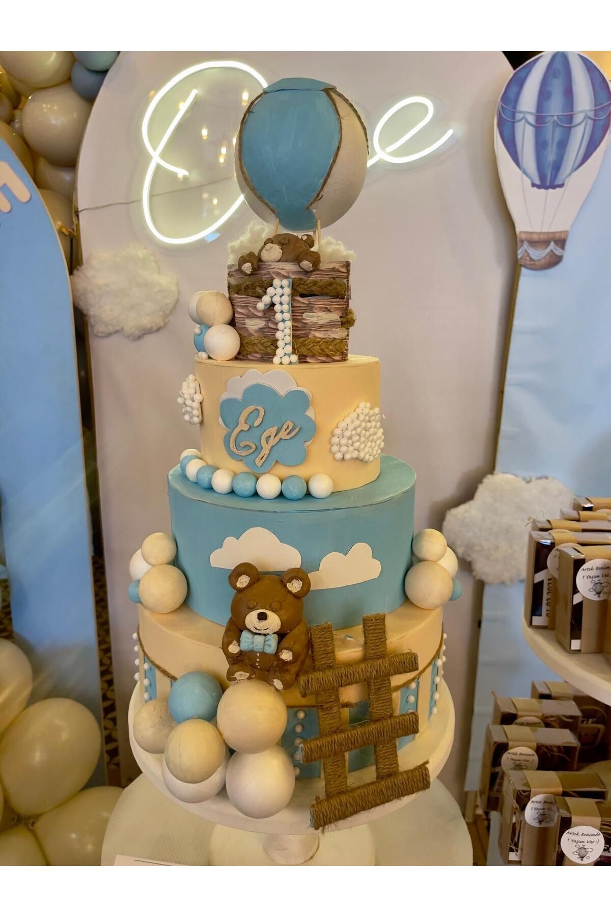 turkuaz parti MAVİ AYICIK KONSEPT MAKET PASTA - Fiyatı, Yorumları