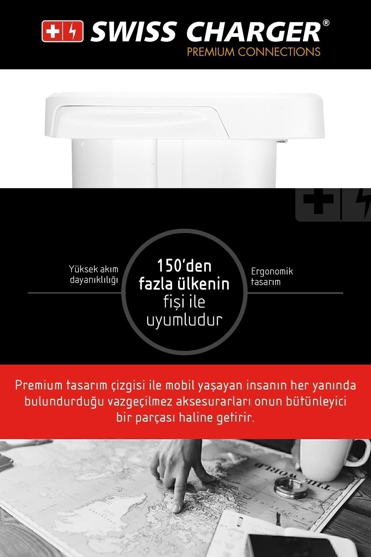 SWISS CHARGER Seyahat Tipi Universal Adaptör Priz Amerika Avrupa ...