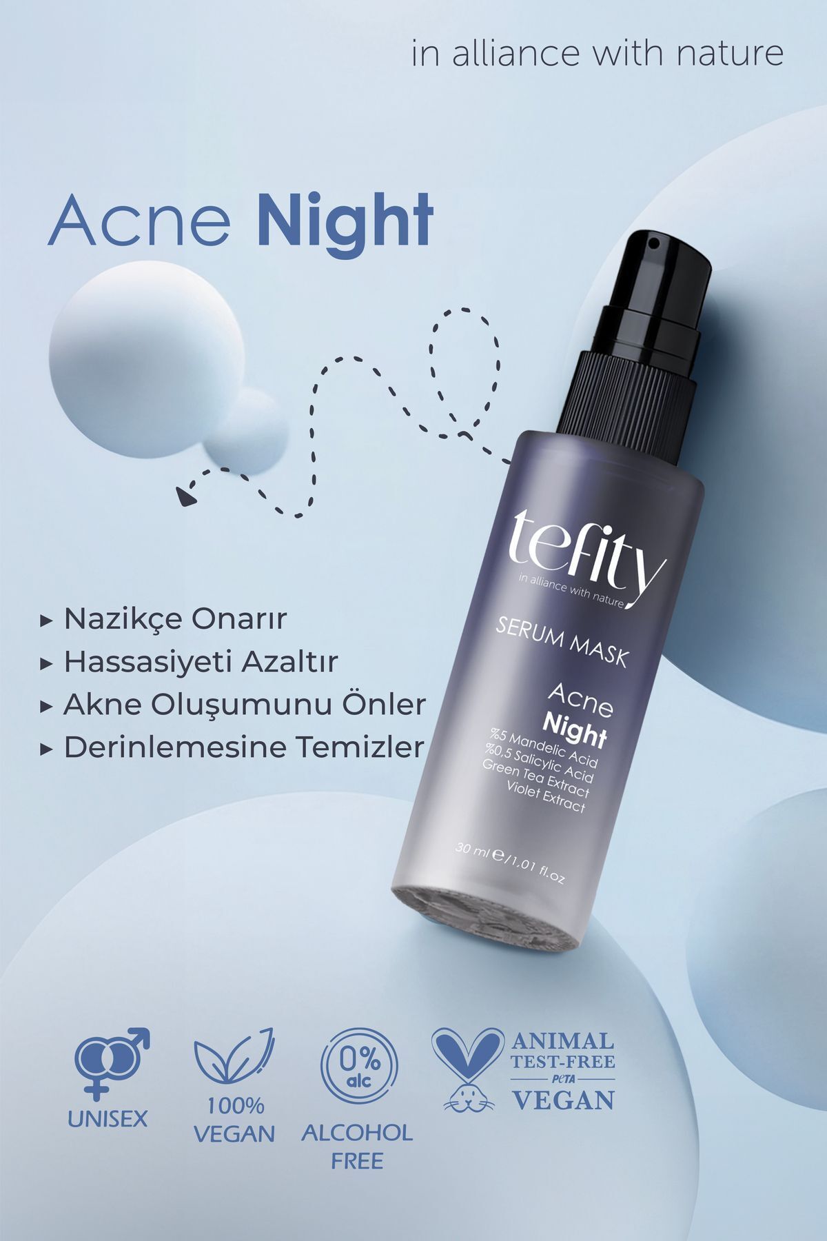 tefity Acne Night Serum Mask Akne Ve Gözenek Karşıtı Gece Serum Maskesi ...