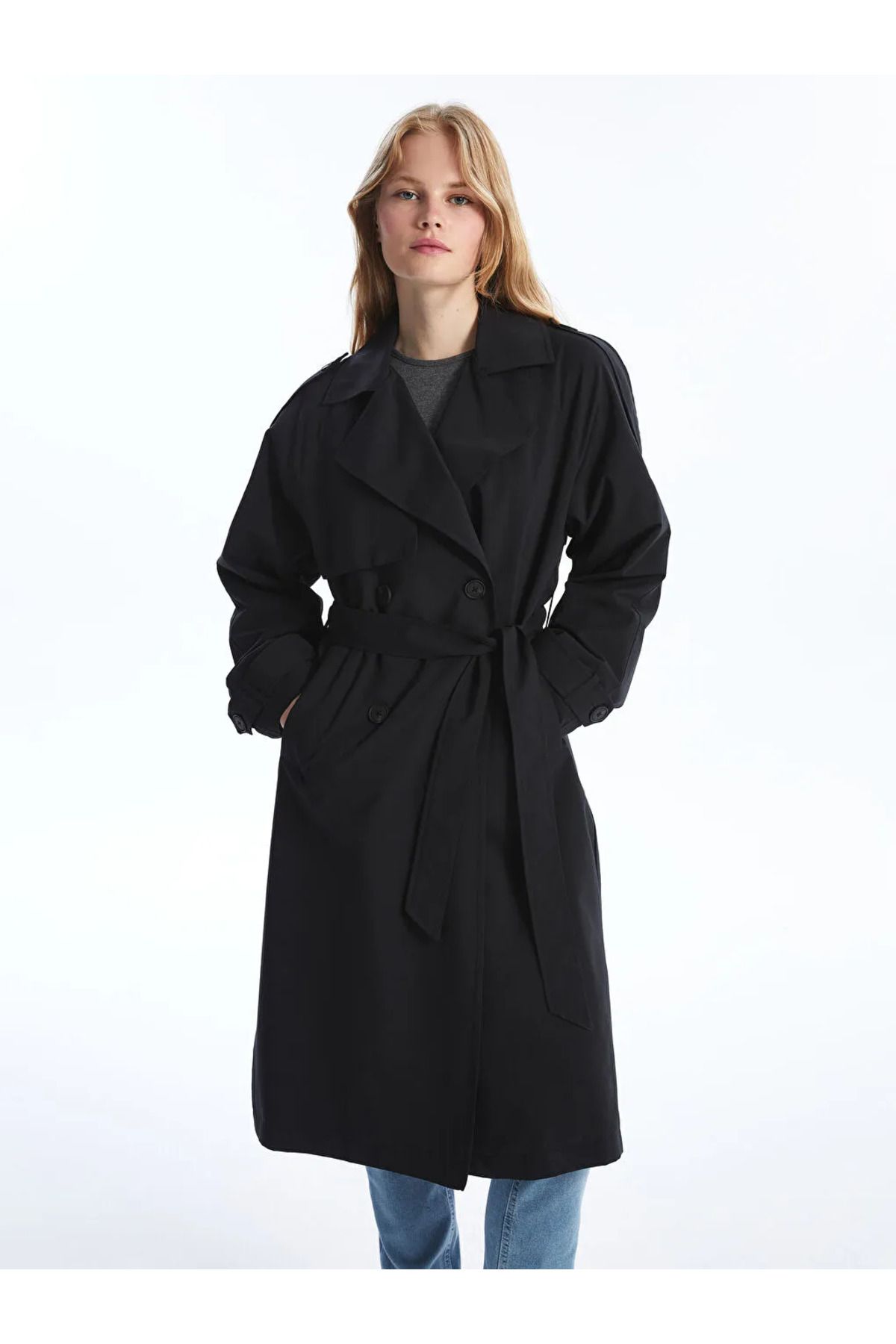 LC Waikiki LCW Vision Yeni Siyah Ceket Yaka Kadın Trençkot Fiyatı ...