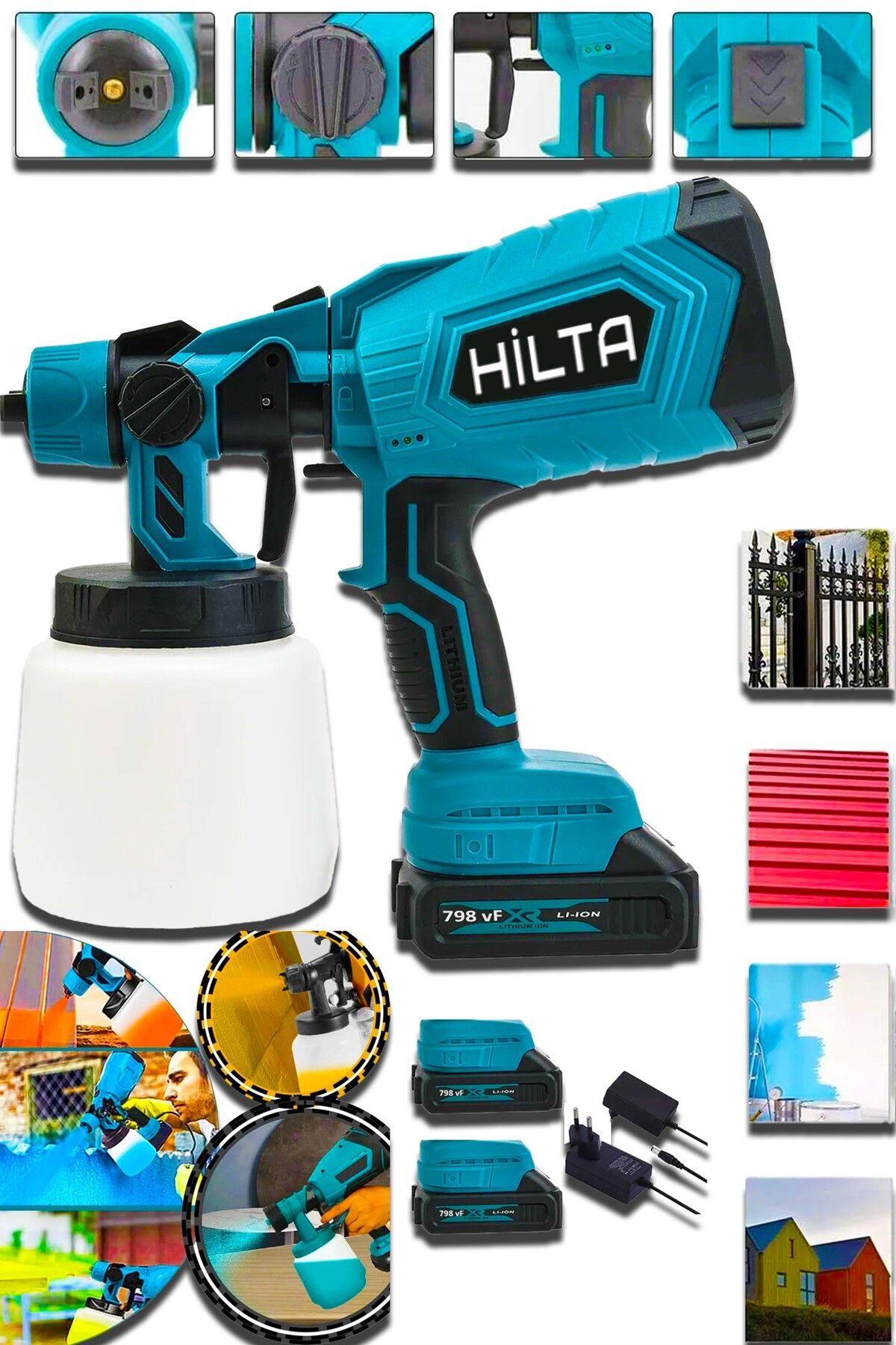 Hilta Power H-TECH F7500 999 VF Çift Akülü Boya Tabancası Sprey Boya ...