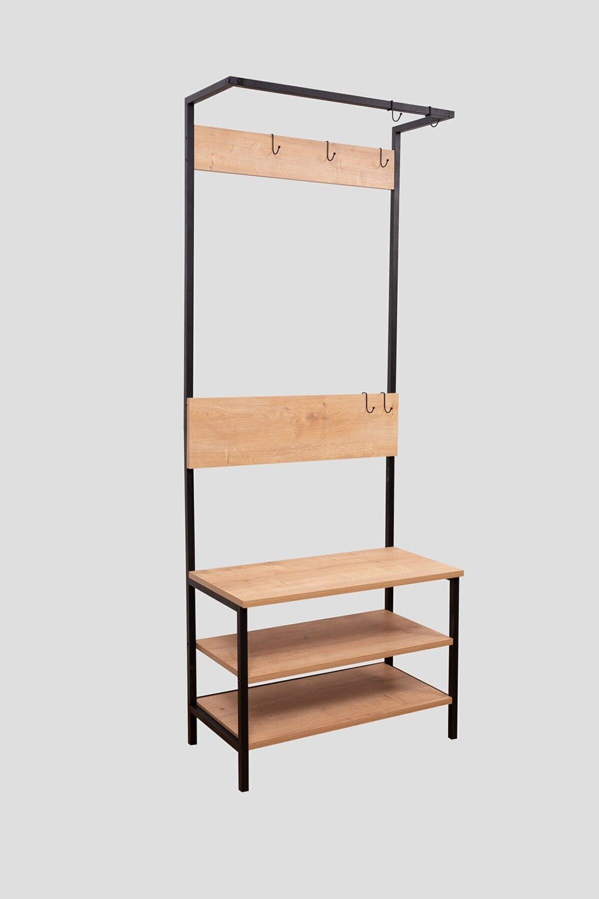 Home Portmanto Metal Ahşap Askılık Mini Vestiyer Portmanto Ayakkabılık ...