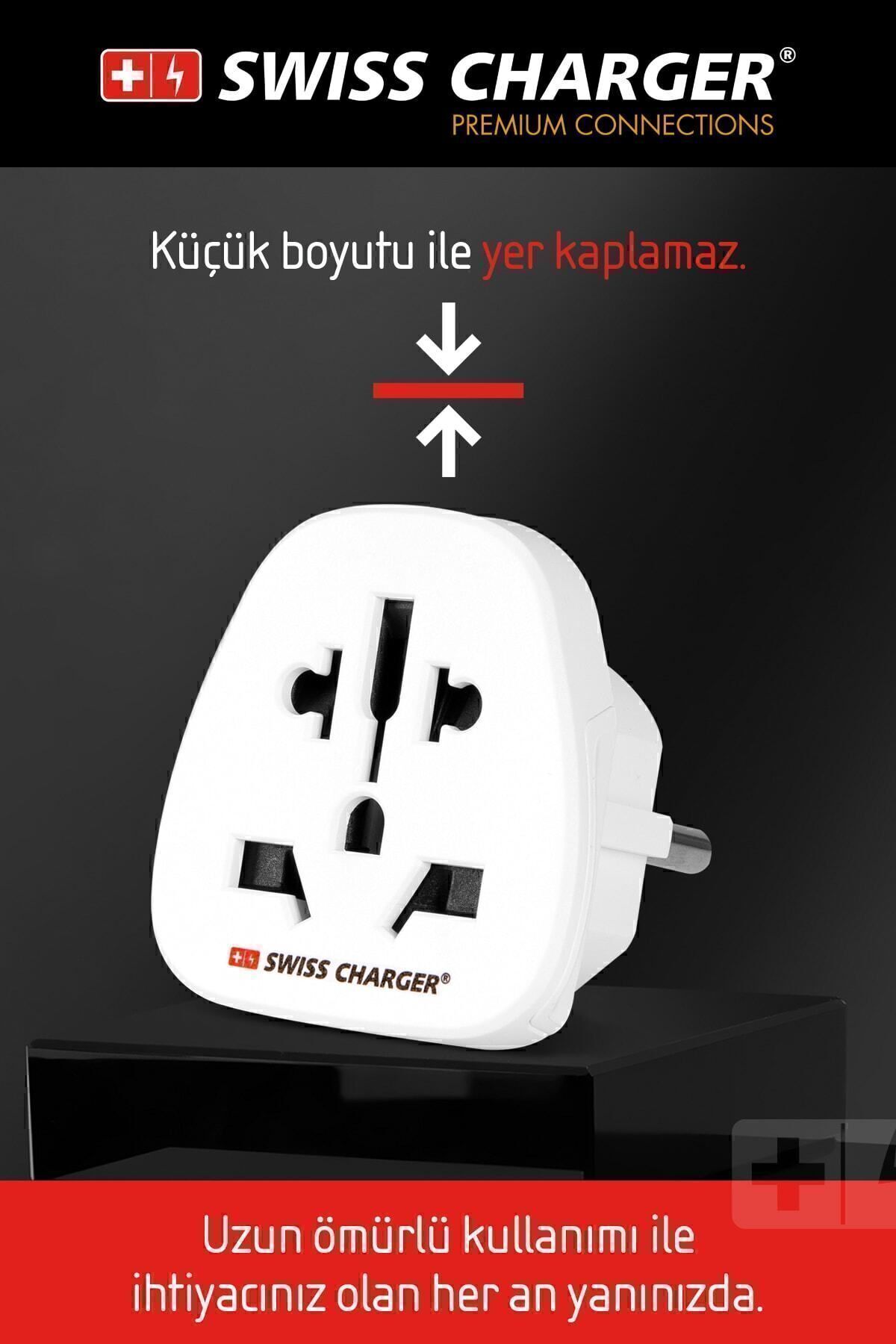 SWISS CHARGER Seyahat Tipi Universal Adaptör Priz Amerika Avrupa ...