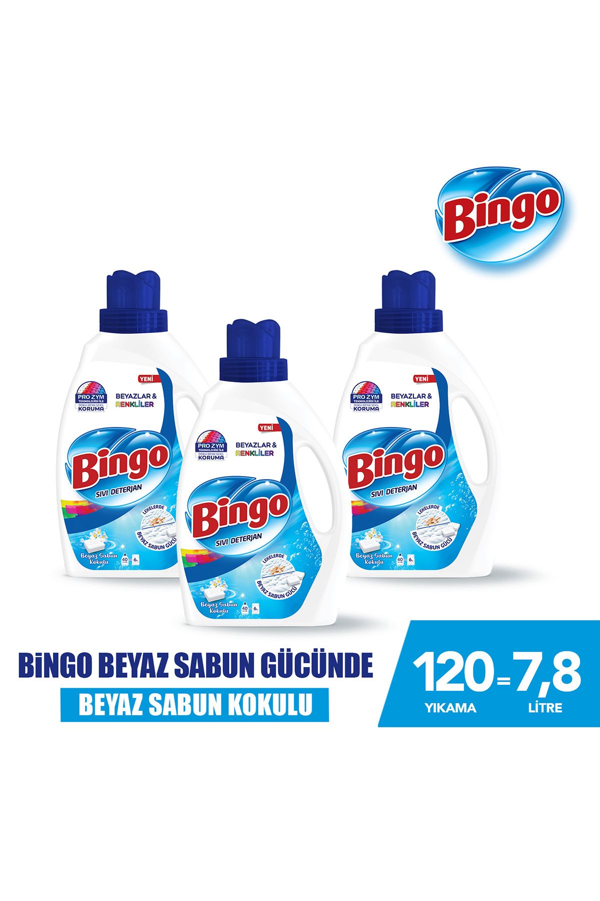 Bingo Sıvı Deterjan Beyaz Ve Renkli Beyaz Sabun Kokulu 2,6 ml X 3 Adet ...