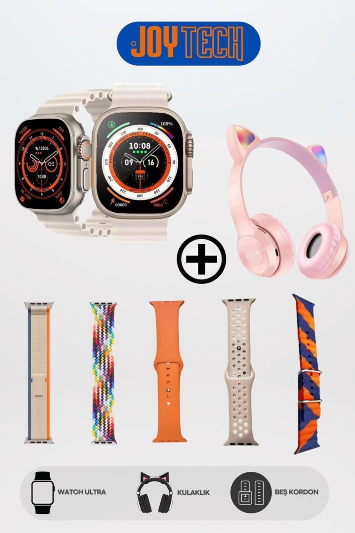 JOYTECH Tk-702 Kedi Kulaklık Hediyeli 5 Kordonlu 49mm Akıllı SaatFiyatı ...