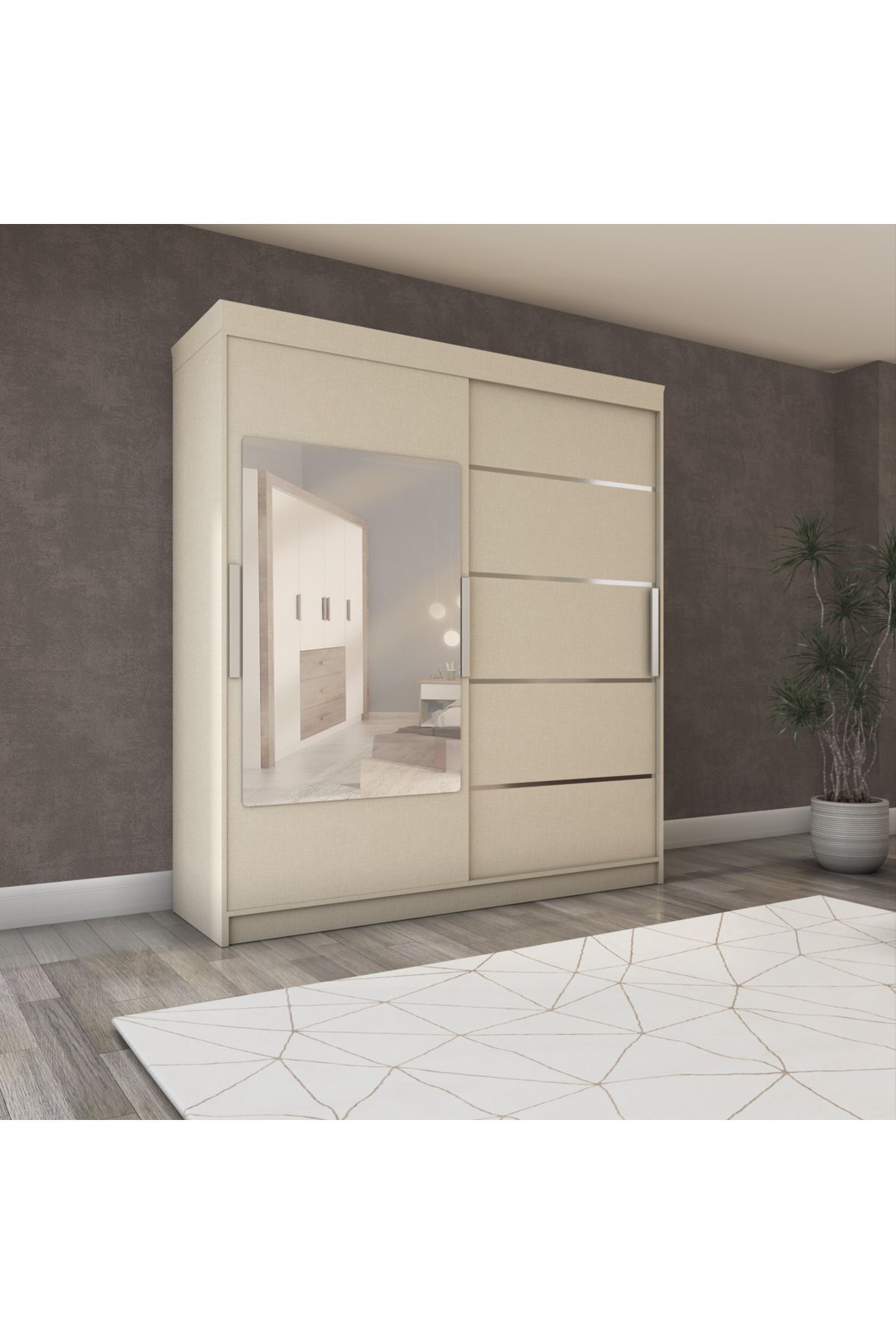 yılwood Sürgülü Gardırop 140/210cm (KOTON VİZON) - Fiyatı, Yorumları