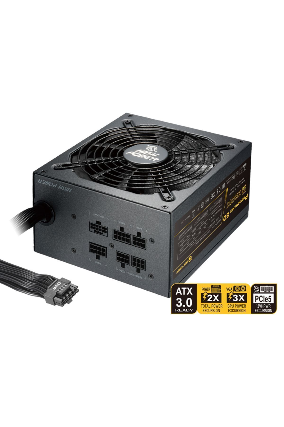 HIGH POWER Performance GD 850W 80+ GOLD ATX 3.0 & PCIe 5.0 Yarı Modüler ...