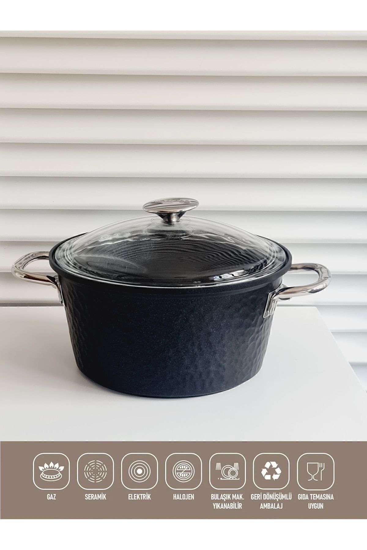 Amboss Döküm 24 Cm Titanyum Kaplama Derin Tencere - Cam Kapaklı Fiyatı ...