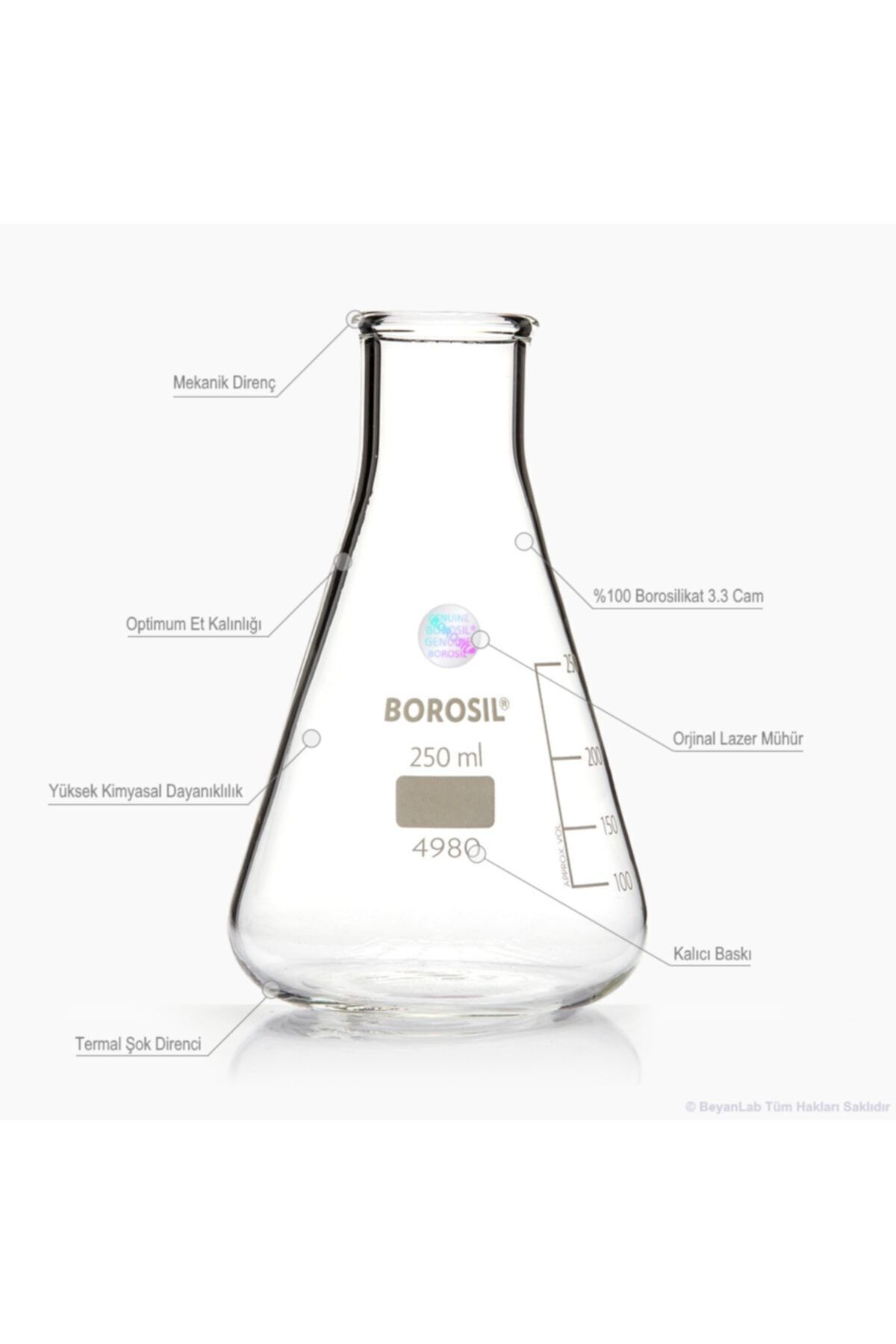 Genel Markalar Cam Erlen 500 ml - Erlenmeyer Flask Dar Boyunlu - Isıya ...