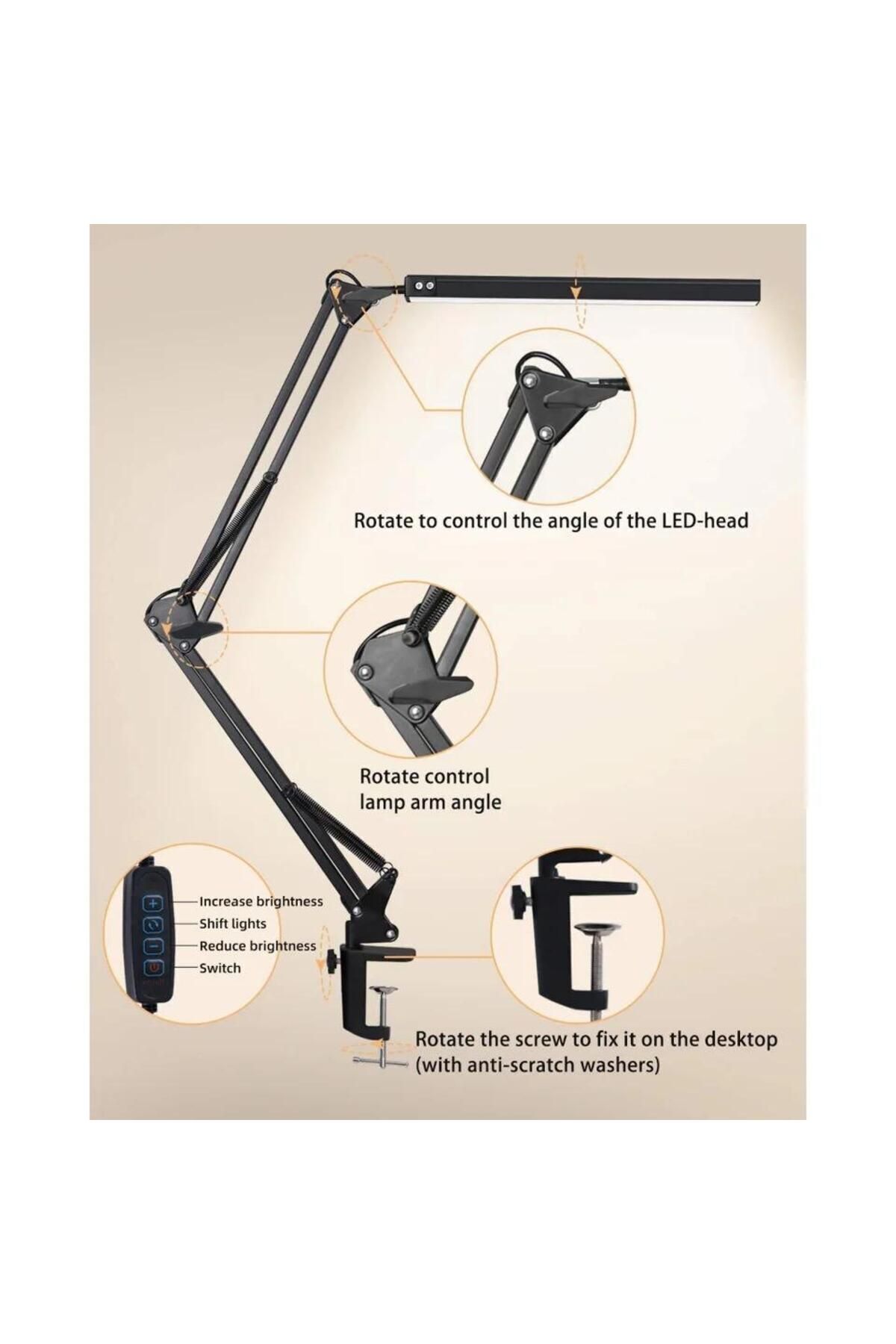 Voground 10W led masa lambası teleskopik kitap okuma ofis çalıma masası ...