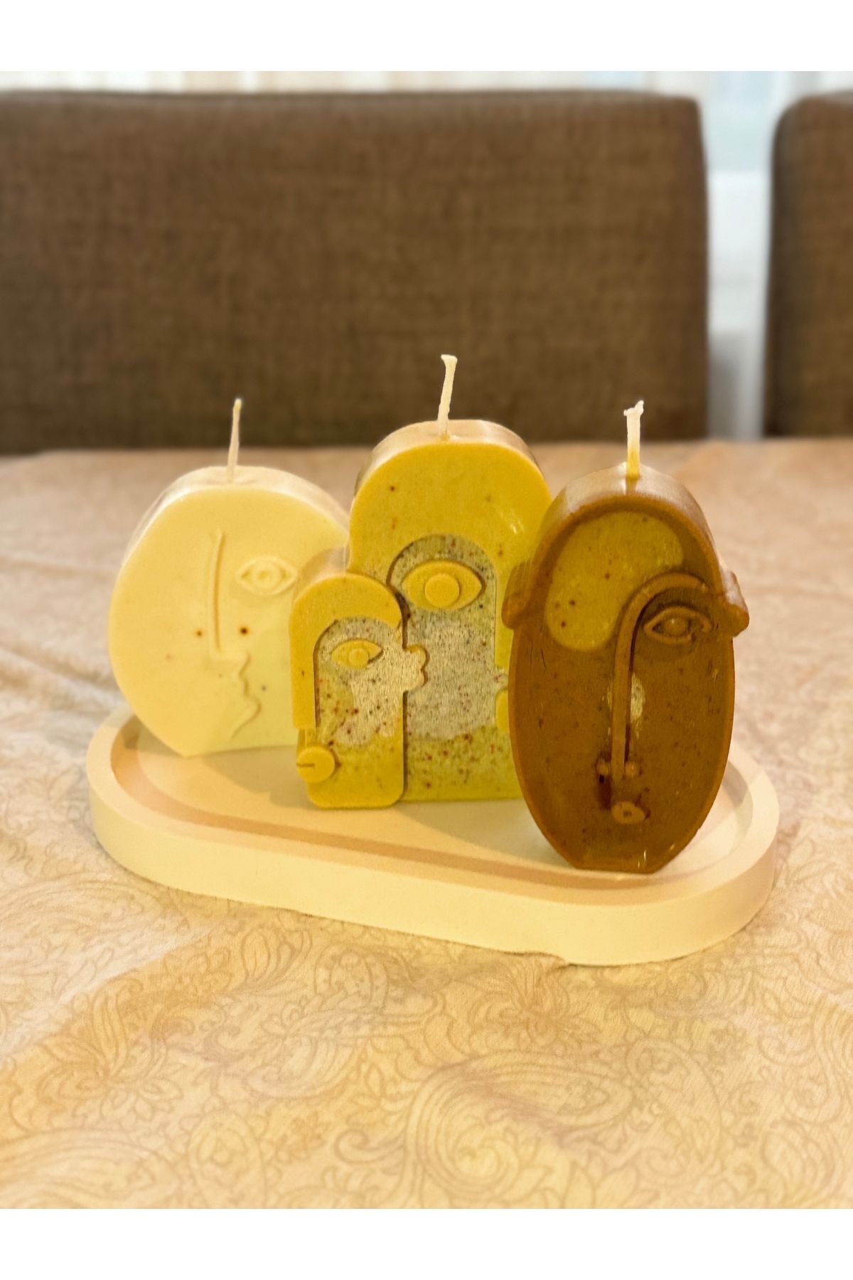 the TURF candles İskandinav Surat Dekoratif Mum 3’lü Set ( 10 Cm ...