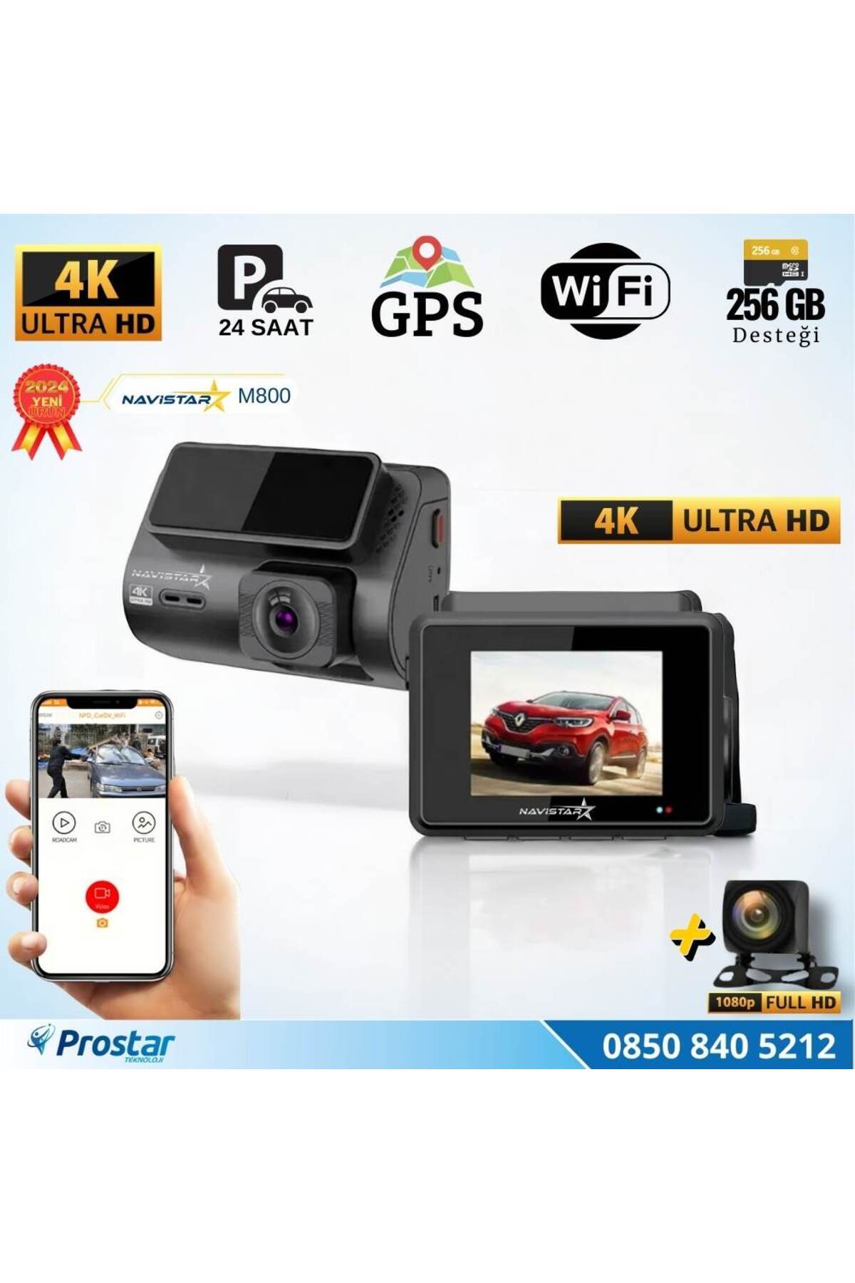 Navistar M800 Wifi + GPS 4K Çift Kameralı 170° Geniş Açı Lens Gece ...