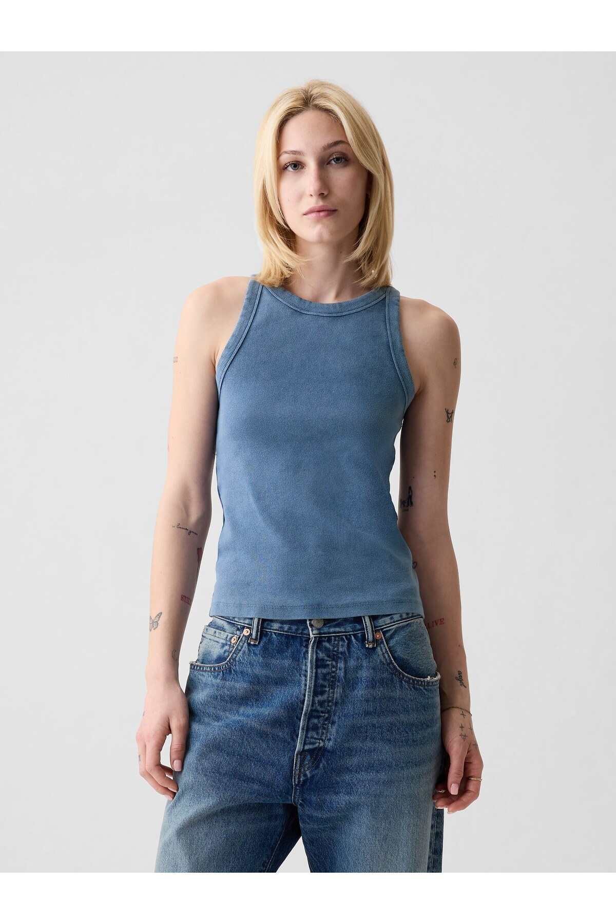 GAP Kadın Mavi Modern Fitilli Halter Yaka Atlet Fiyatı, Yorumları ...