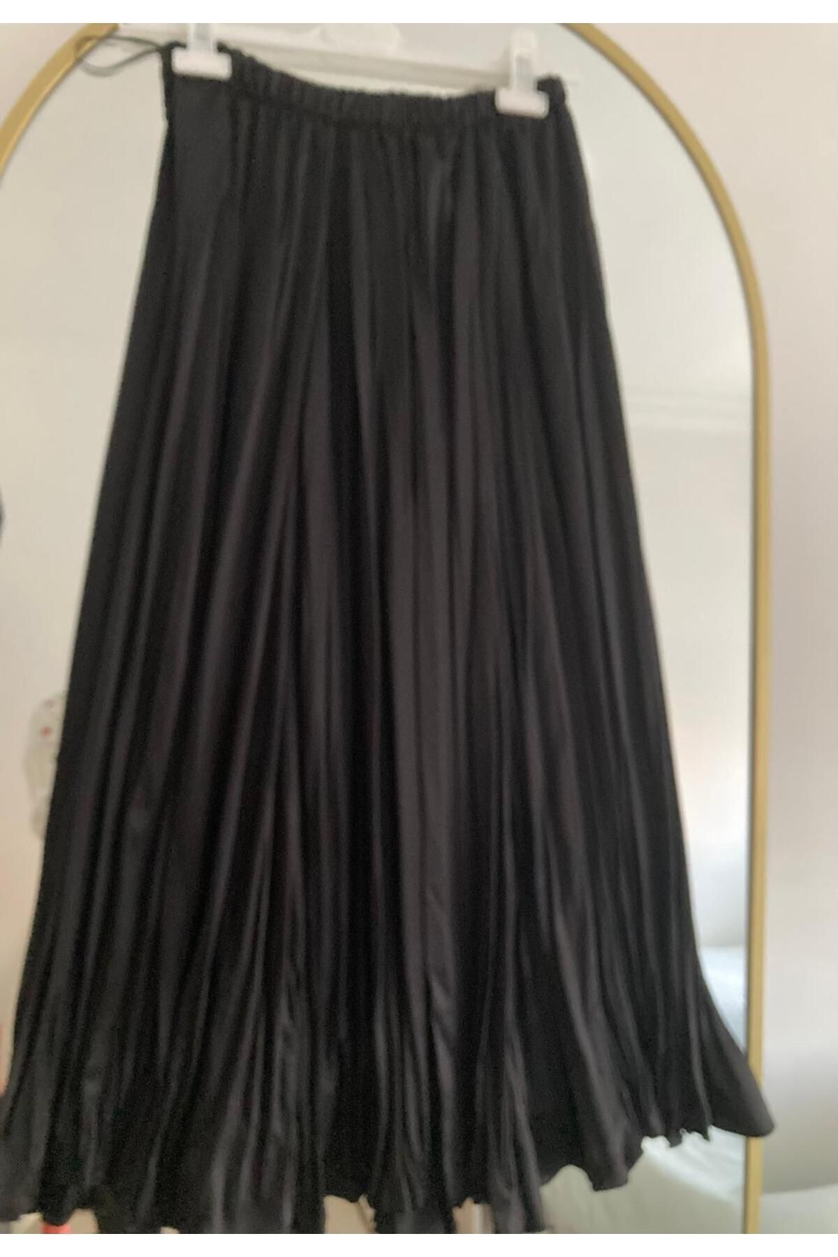 shrup Beli lastikli saten kırışık siyah etek Fiyatı, Yorumları - Trendyol